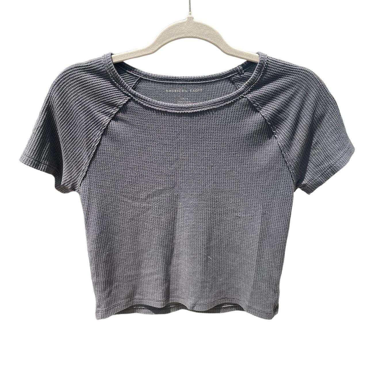 Closet staple, small grey crop top from American Eagle. - Depop