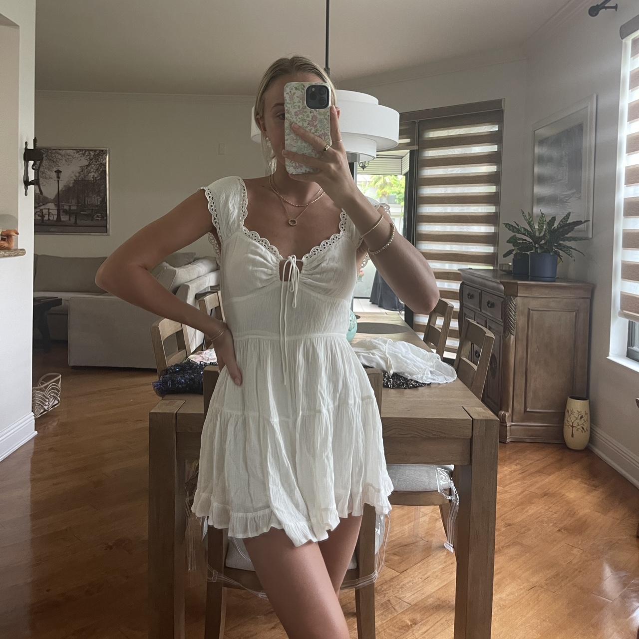 Mora girls white flowy romper #whiteromper #beachy... - Depop