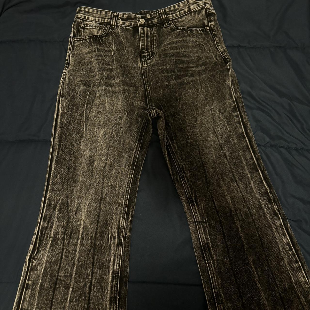 Washed black flared jeans. #flare #jeans #black... - Depop