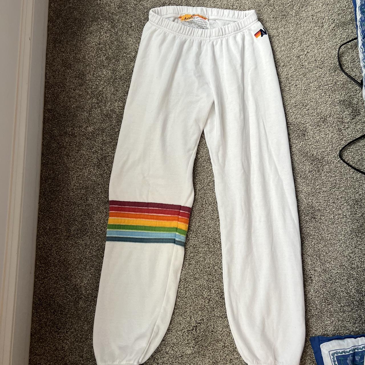 Aviator nation, five stripe rainbow sweatpants - Depop