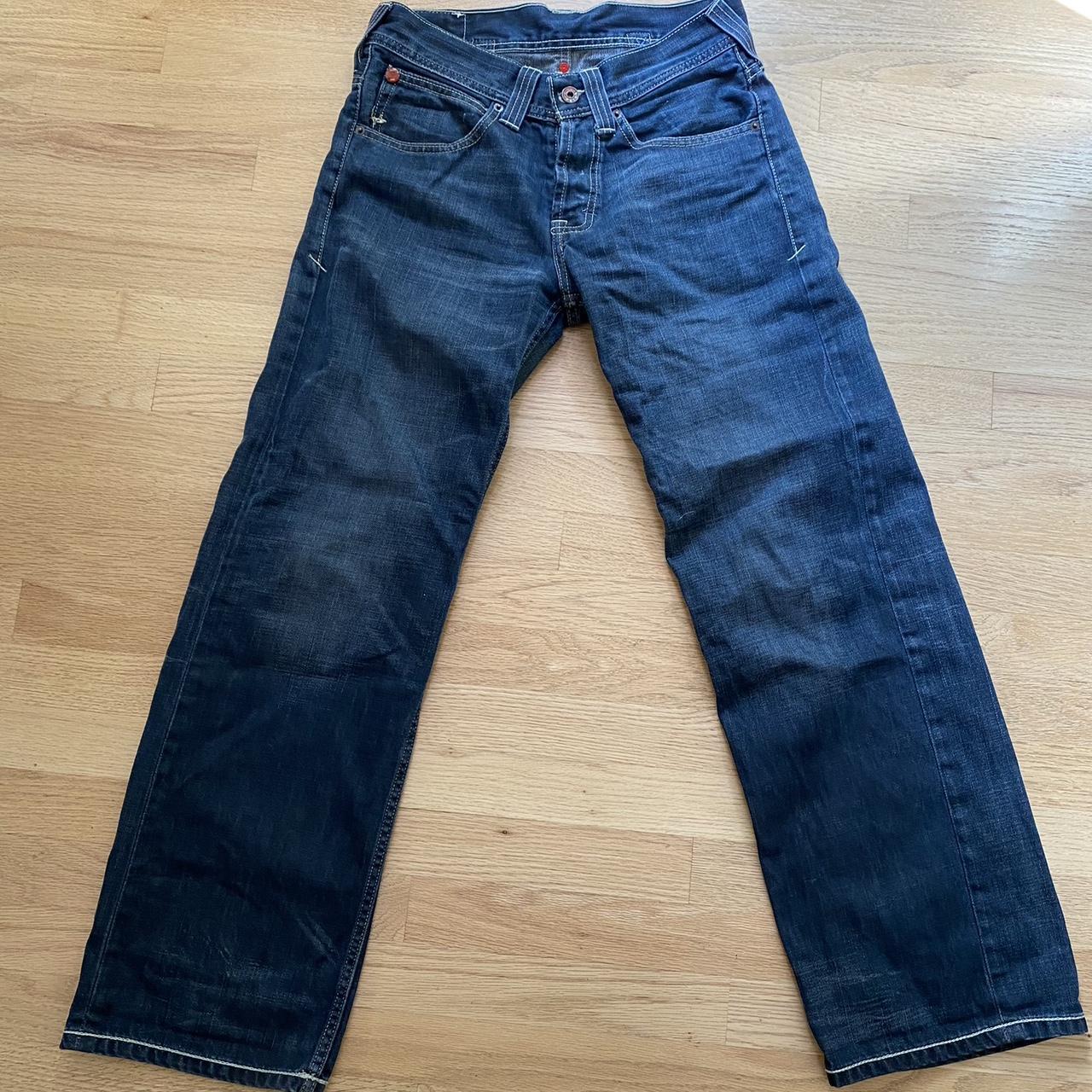 Evisu x puma collab jeans. Straight leg fit. Logo... - Depop