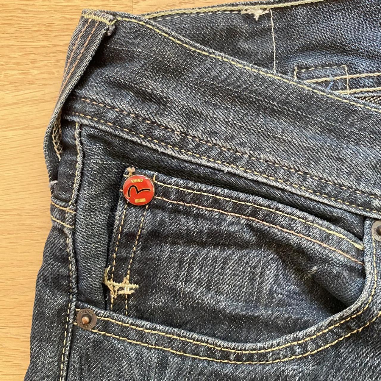 Evisu x puma collab jeans. Straight leg fit. Logo... - Depop