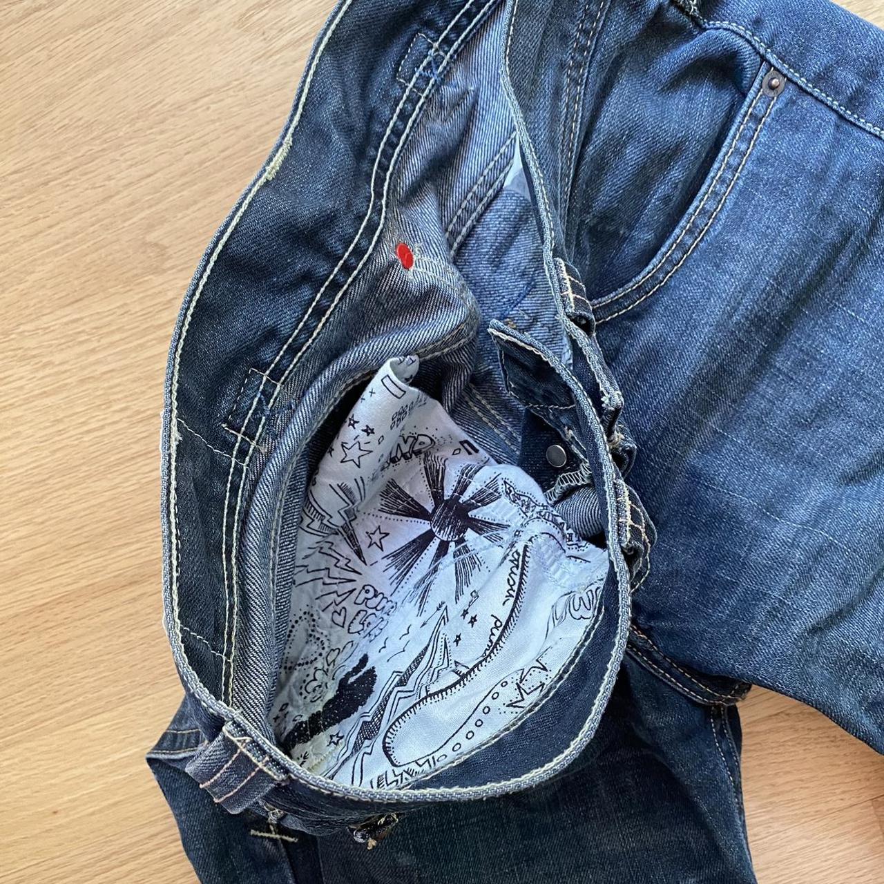 Evisu x puma collab jeans. Straight leg fit. Logo... - Depop