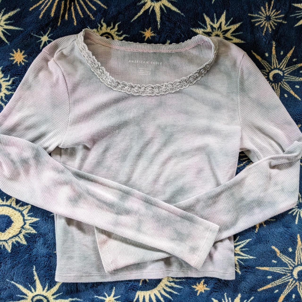 American eagle waffle knit long sleeve cropped... - Depop