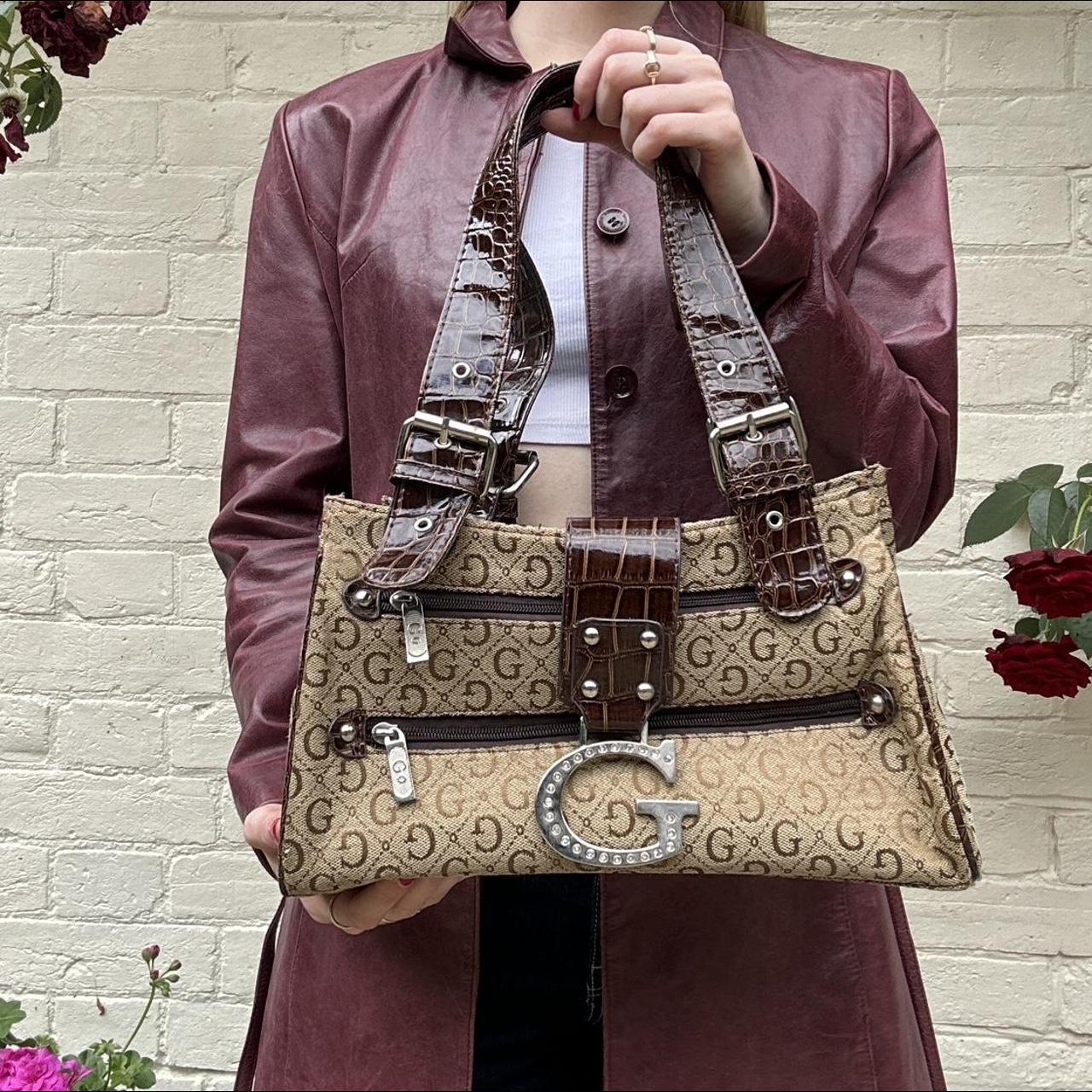 Vintage G handbag - brown monogram - croc patent... - Depop