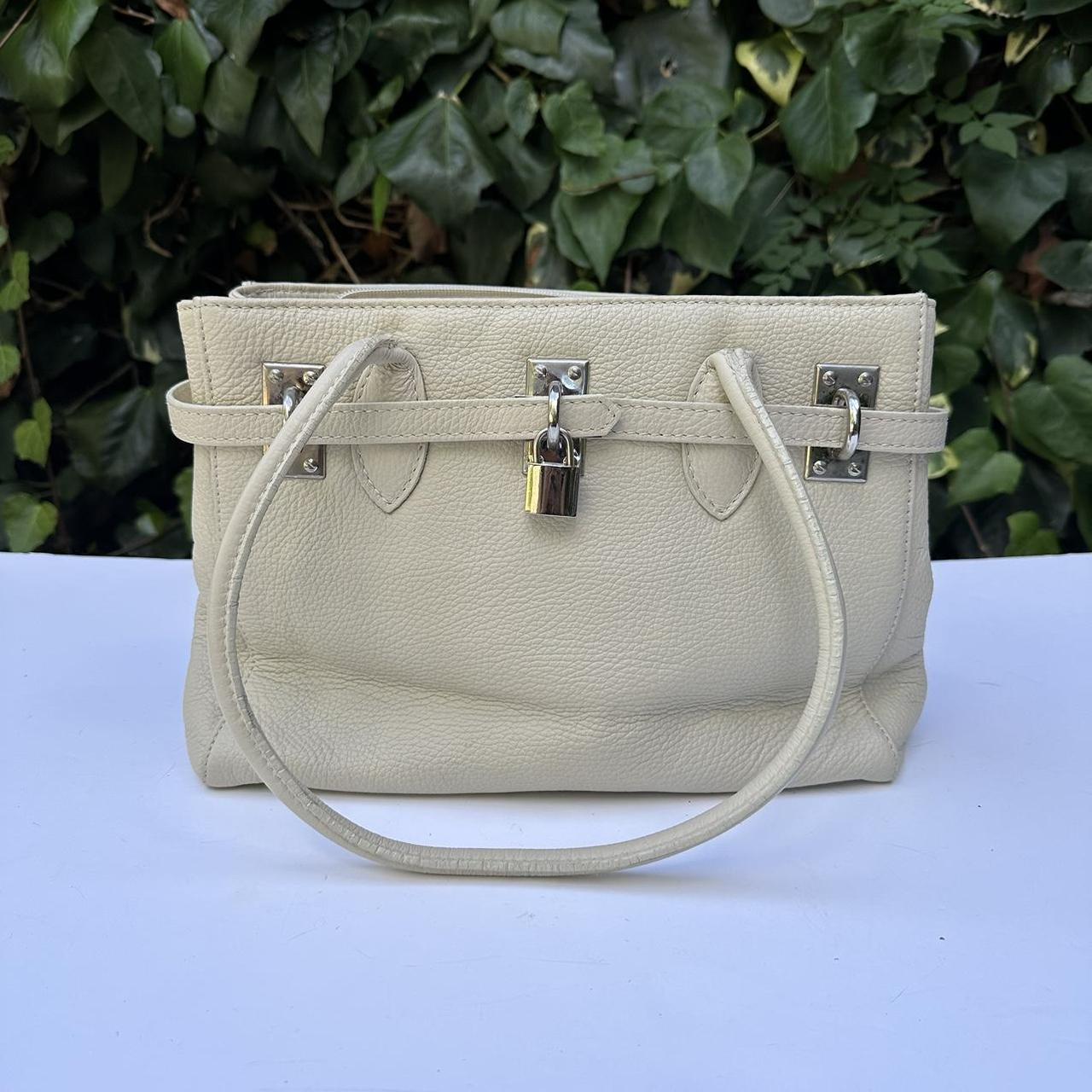 Vintage 90s cream genuine leather handbag - Birkin... - Depop