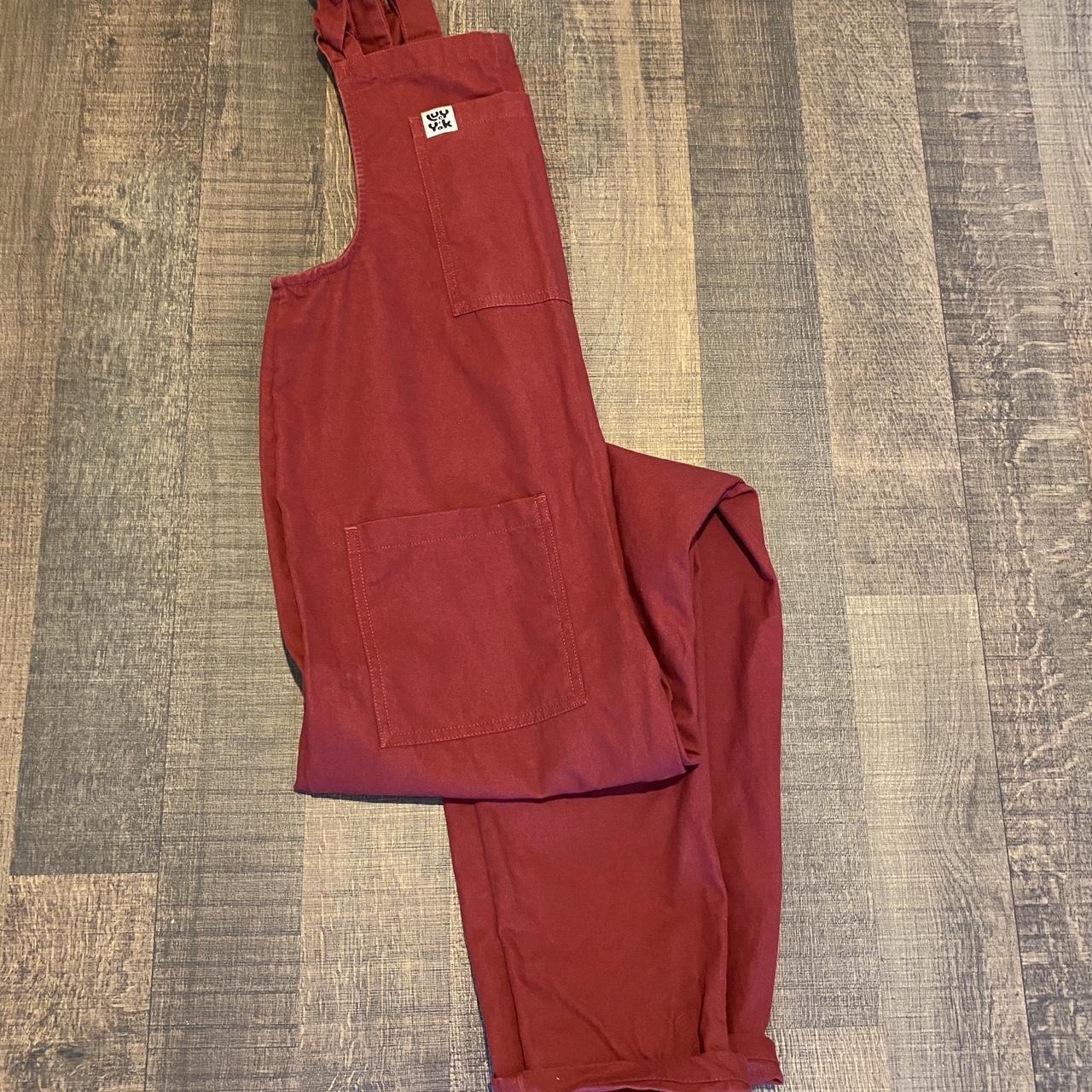 Lucy & Yak maroon dungarees / overalls - worn once,... - Depop