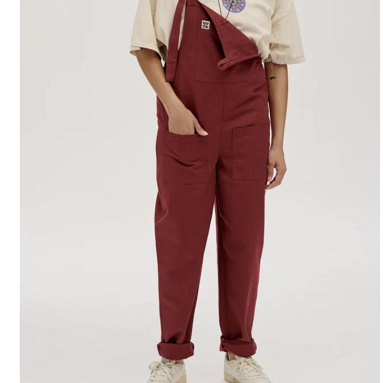 Lucy & Yak maroon dungarees / overalls - worn once,... - Depop