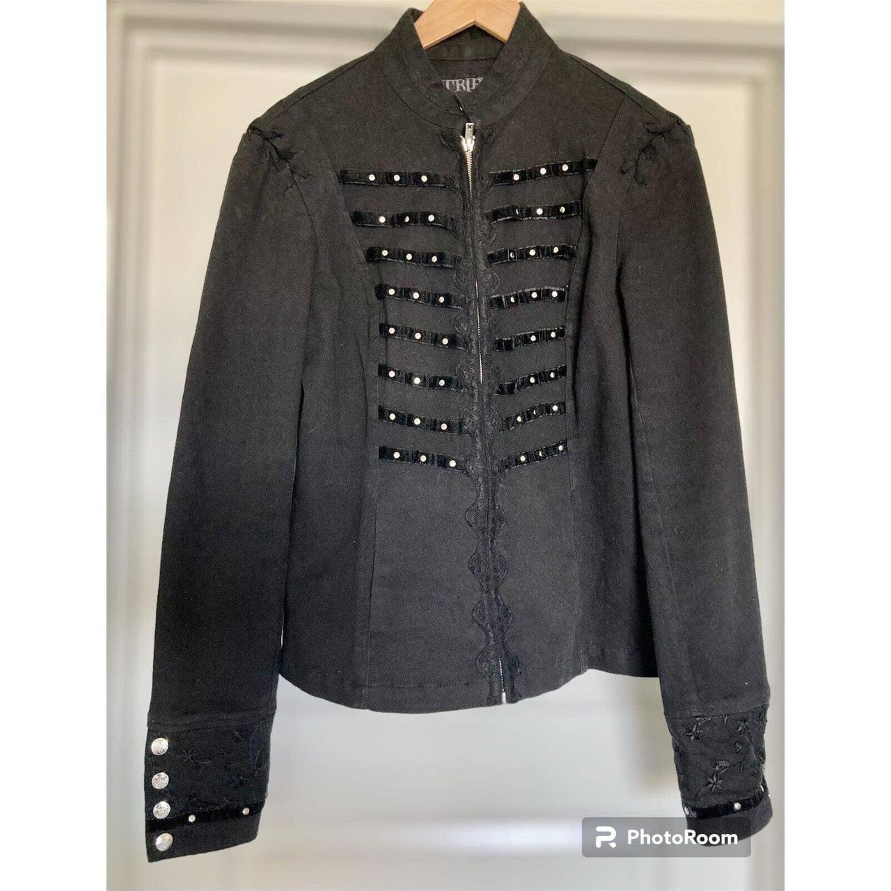 TRIPP NYC Full Zip Jacket Size XL Denim Lace Velvet... - Depop
