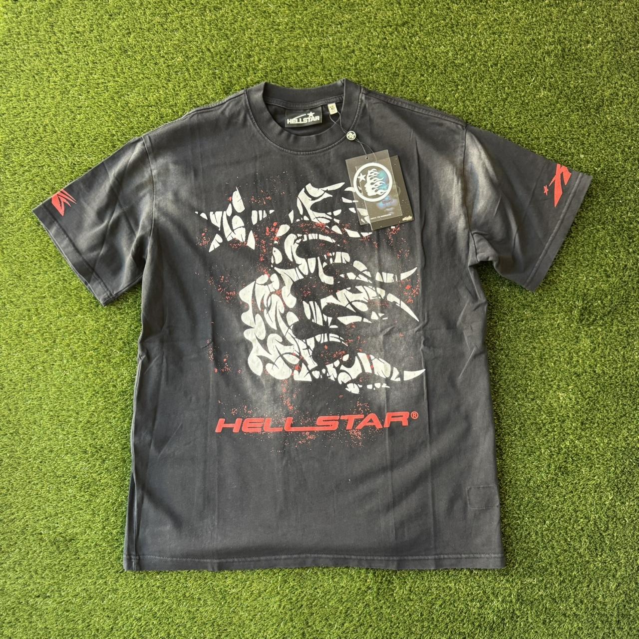 Black and red Hellstar graphic tee size large Brand... | Depop