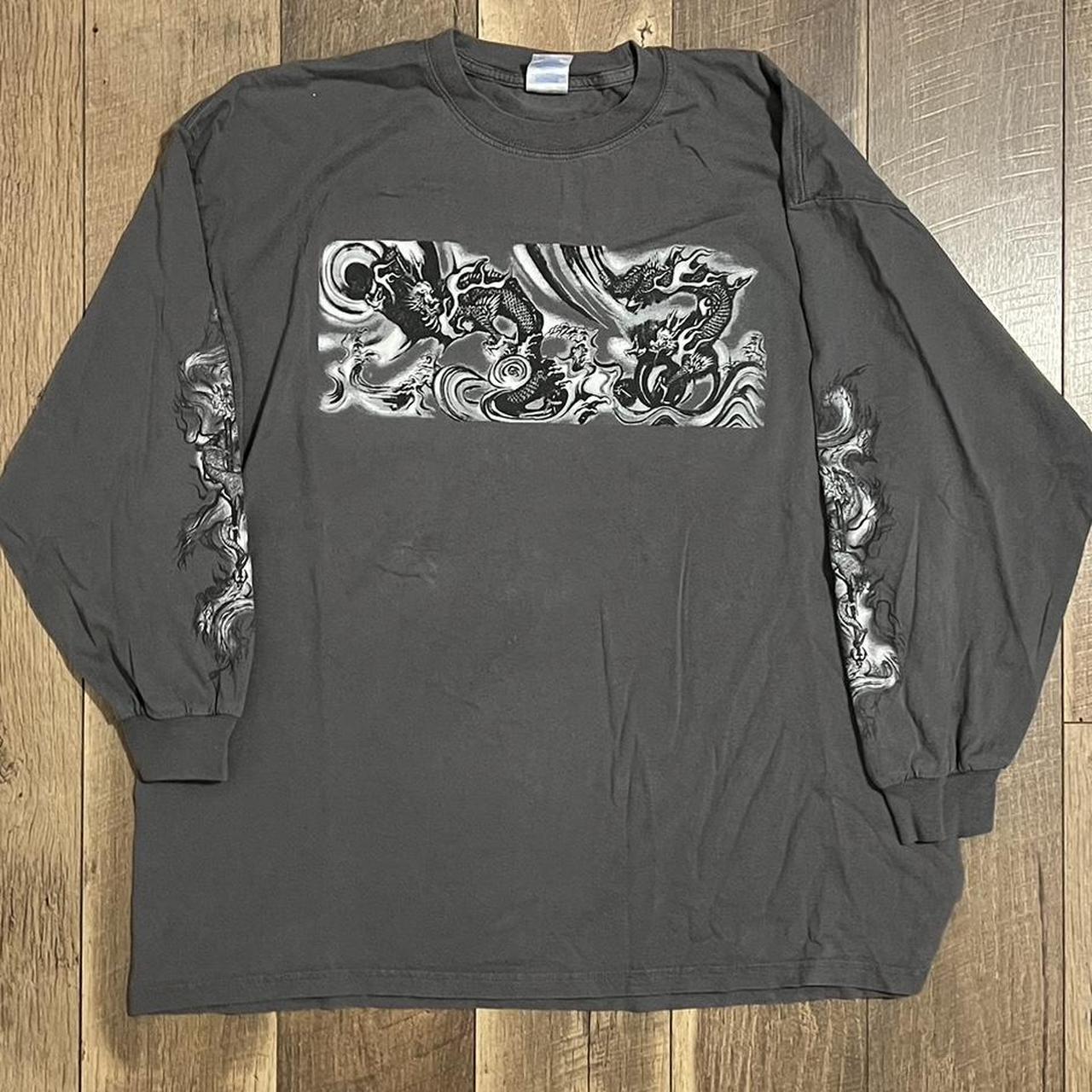 Y2K Dragon Long Sleeve Shirt Sleeve Hits Greg Size... - Depop
