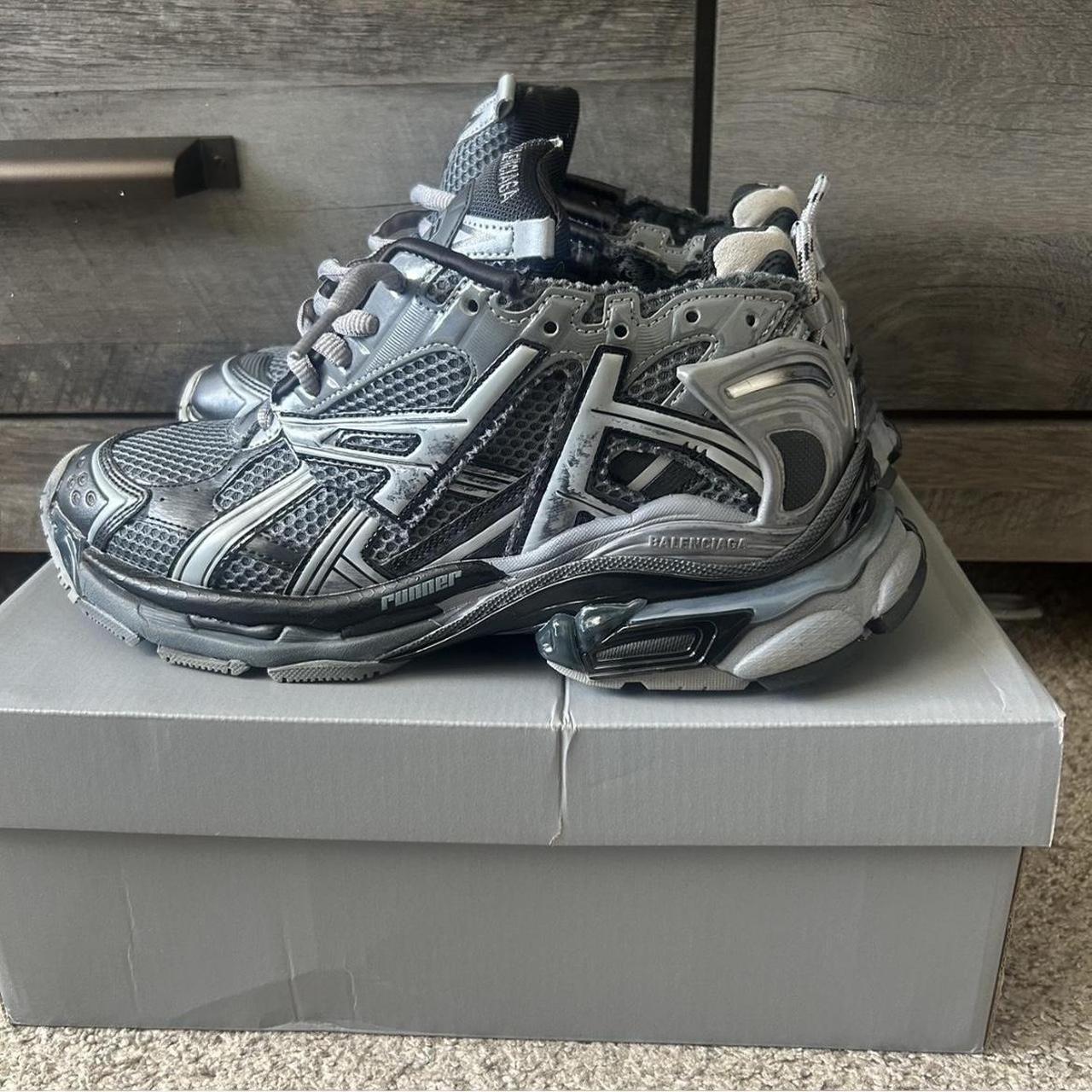 balenciaga runners grey and black - Depop