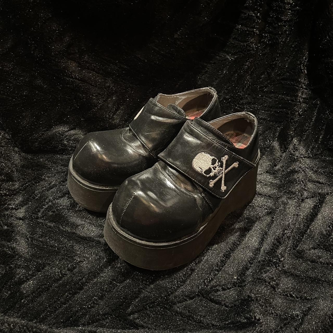 Demonia dank-108 skull patches Size 8 - Depop