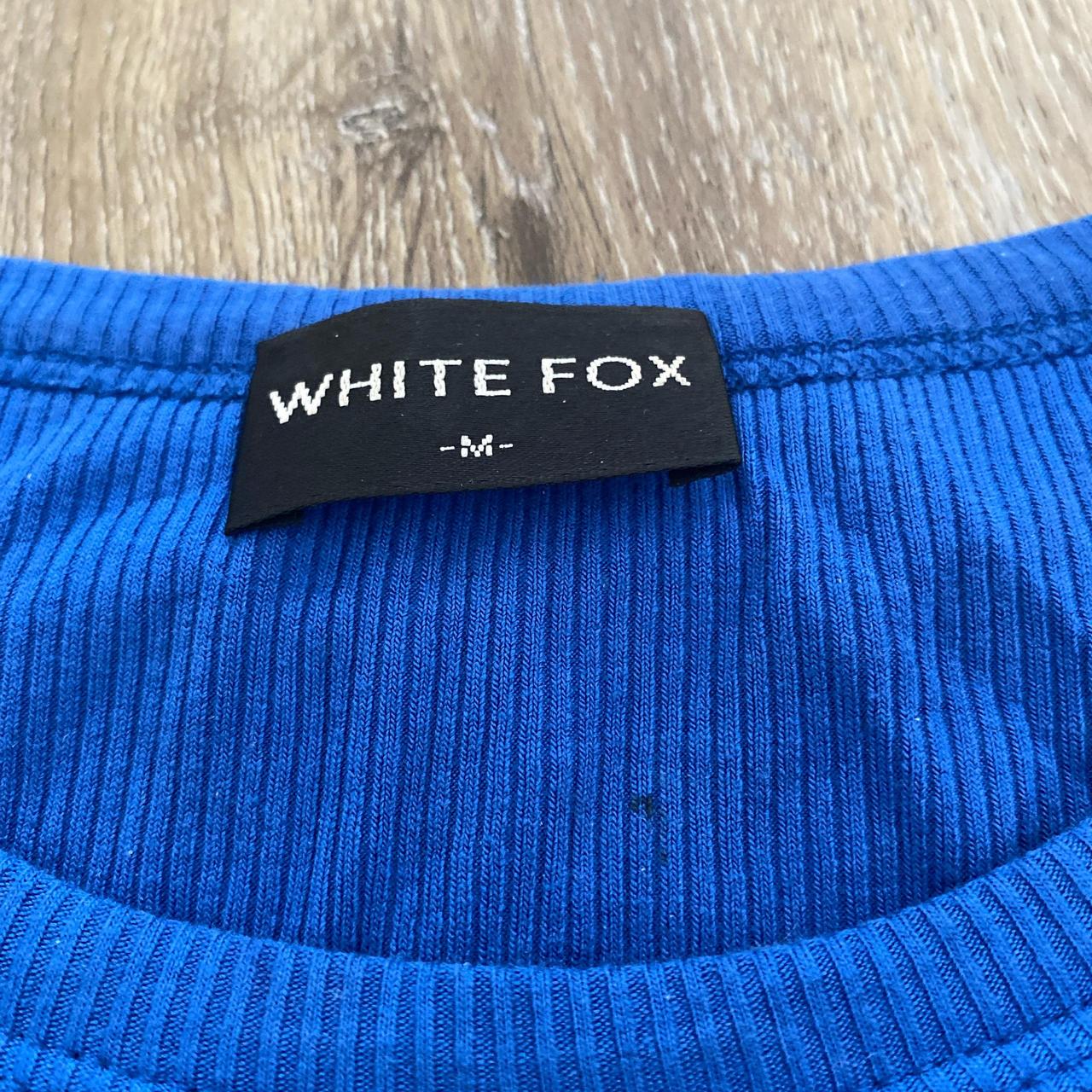 White Fox Project 5 blue baby tee it’s just thick... - Depop