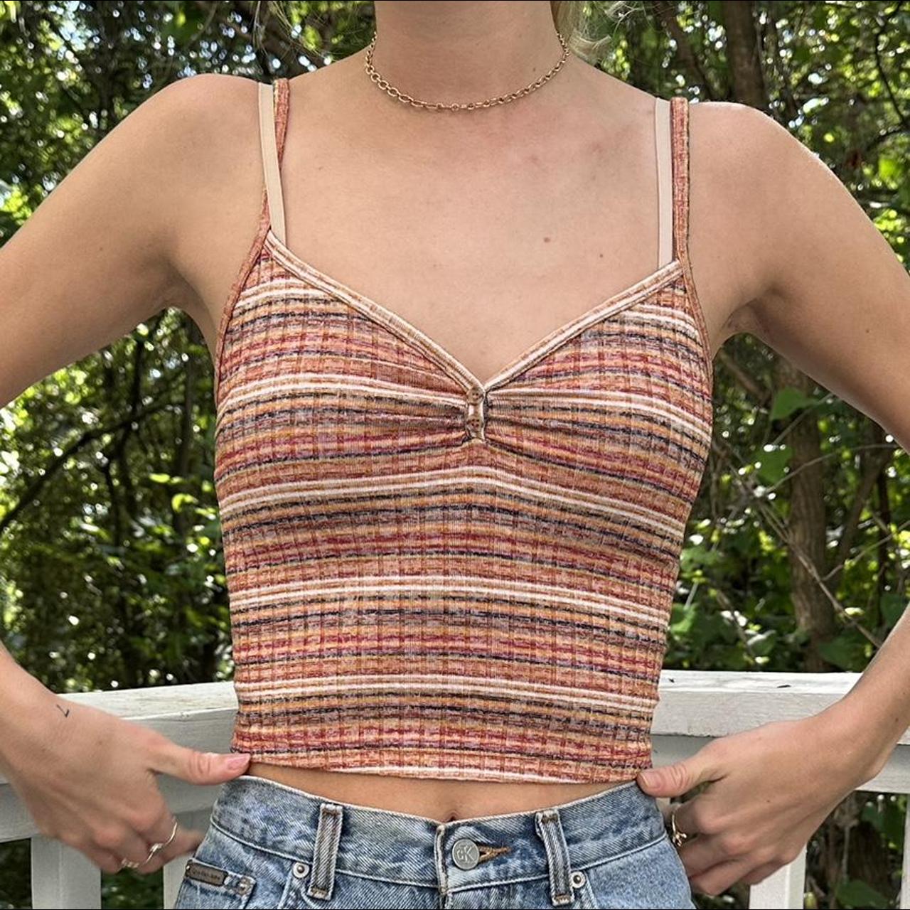 Forever 21 stripped crop tank! Model 5’5”... - Depop