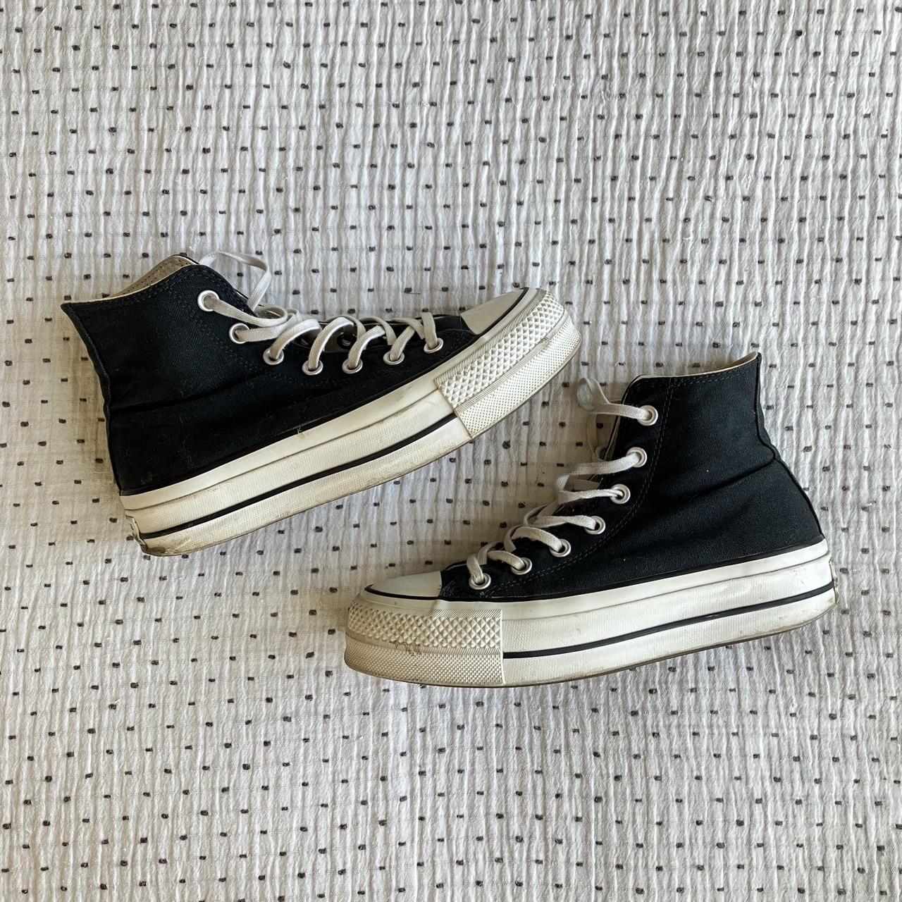 Black platform hightop Converse, super comfortable... - Depop