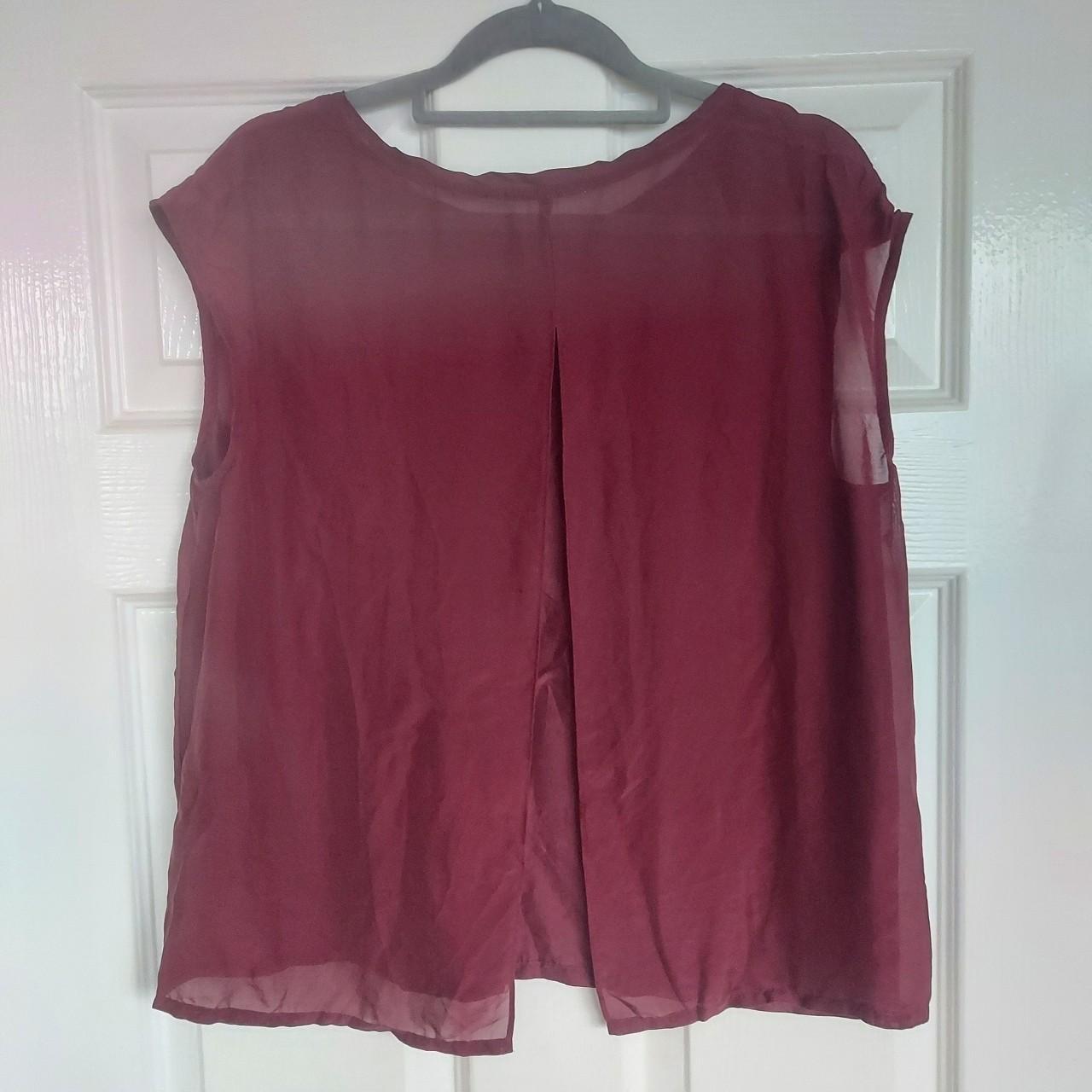 Burgundy open split back silky satin burgundy... - Depop