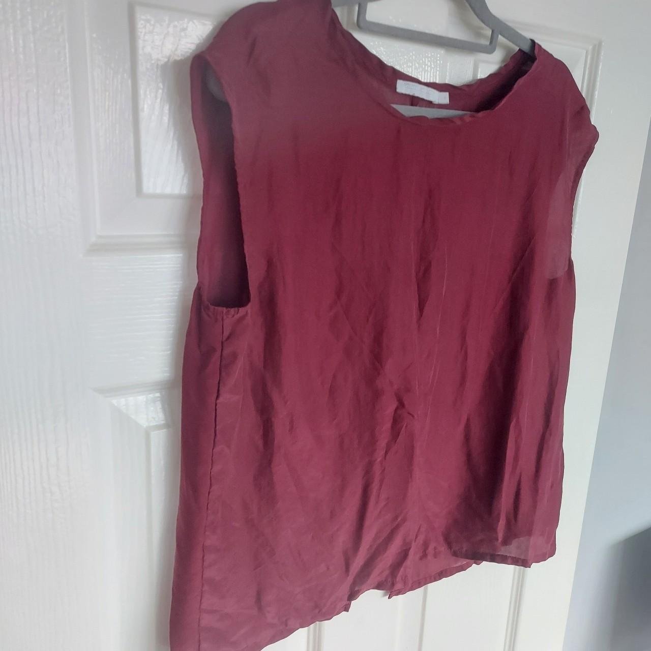 Burgundy open split back silky satin burgundy... - Depop