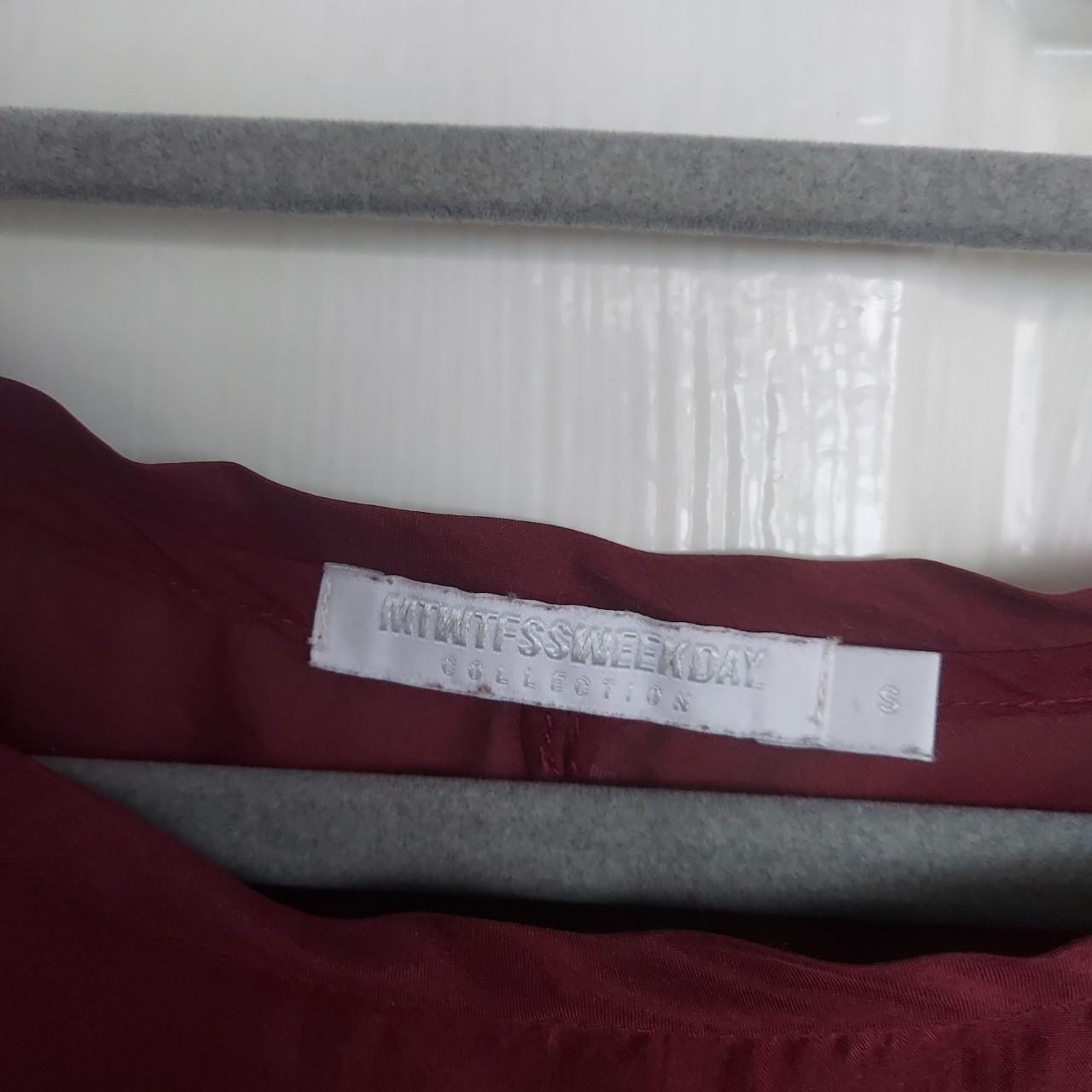 Burgundy open split back silky satin burgundy... - Depop