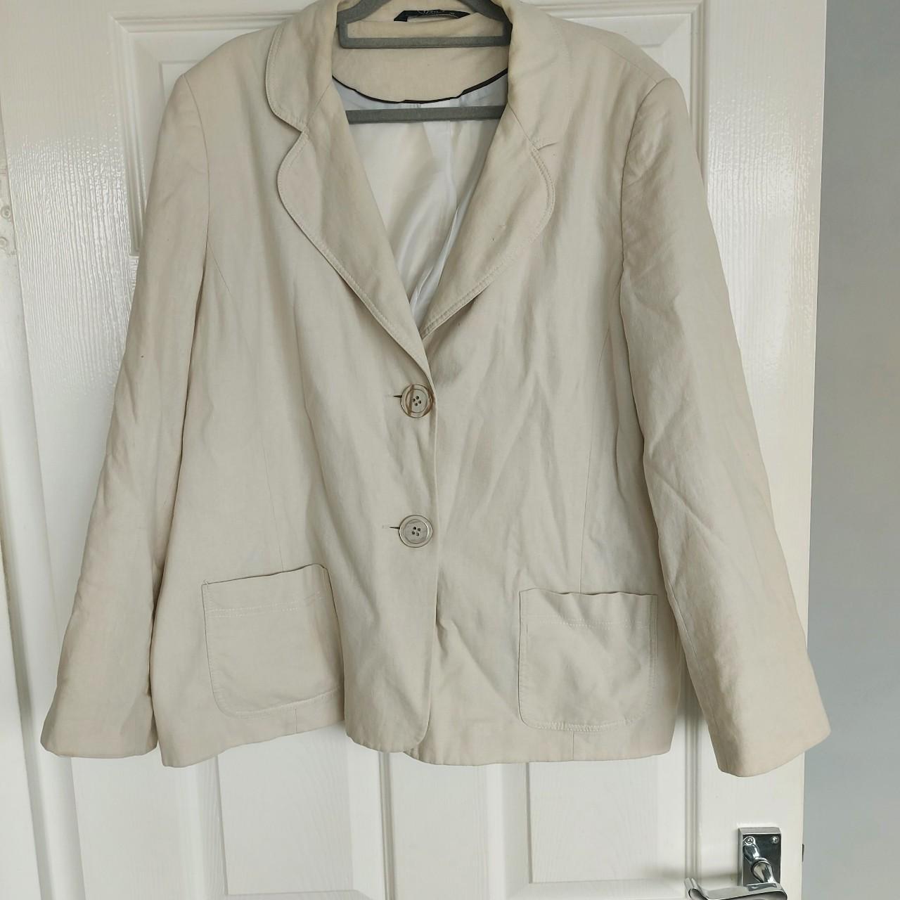 Linen & viscose cream white blazer UK 20 #linen... - Depop