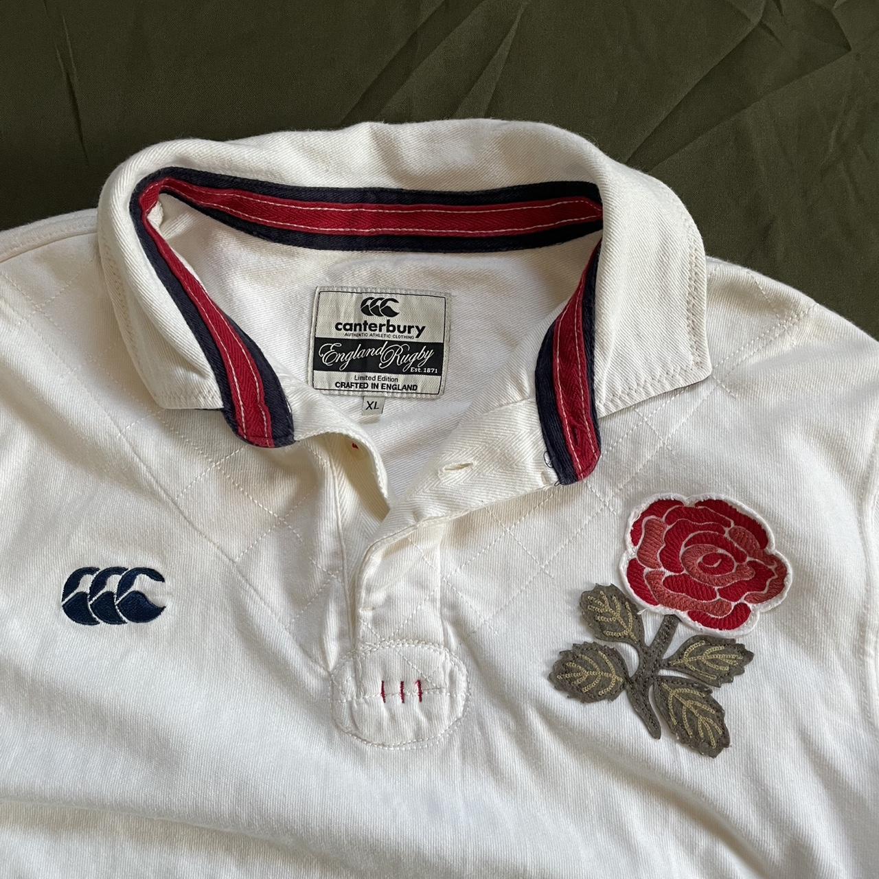 England Rugby Union white long sleeve shirt #rugby... - Depop