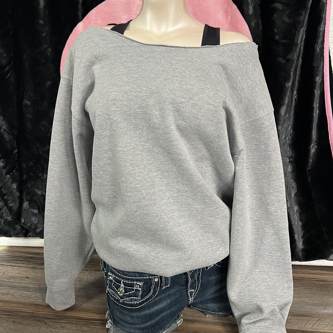 Pro Club off the shoulder crew neck sweater size... - Depop