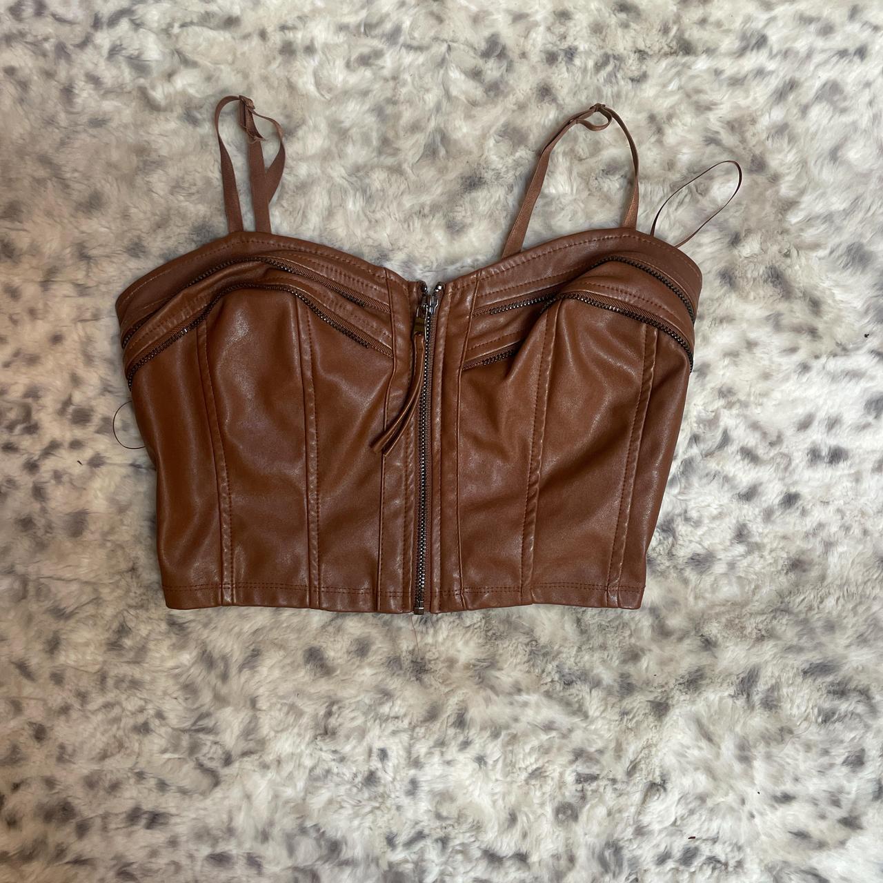 Brown leather corset - perfect for a night out #corset - Depop