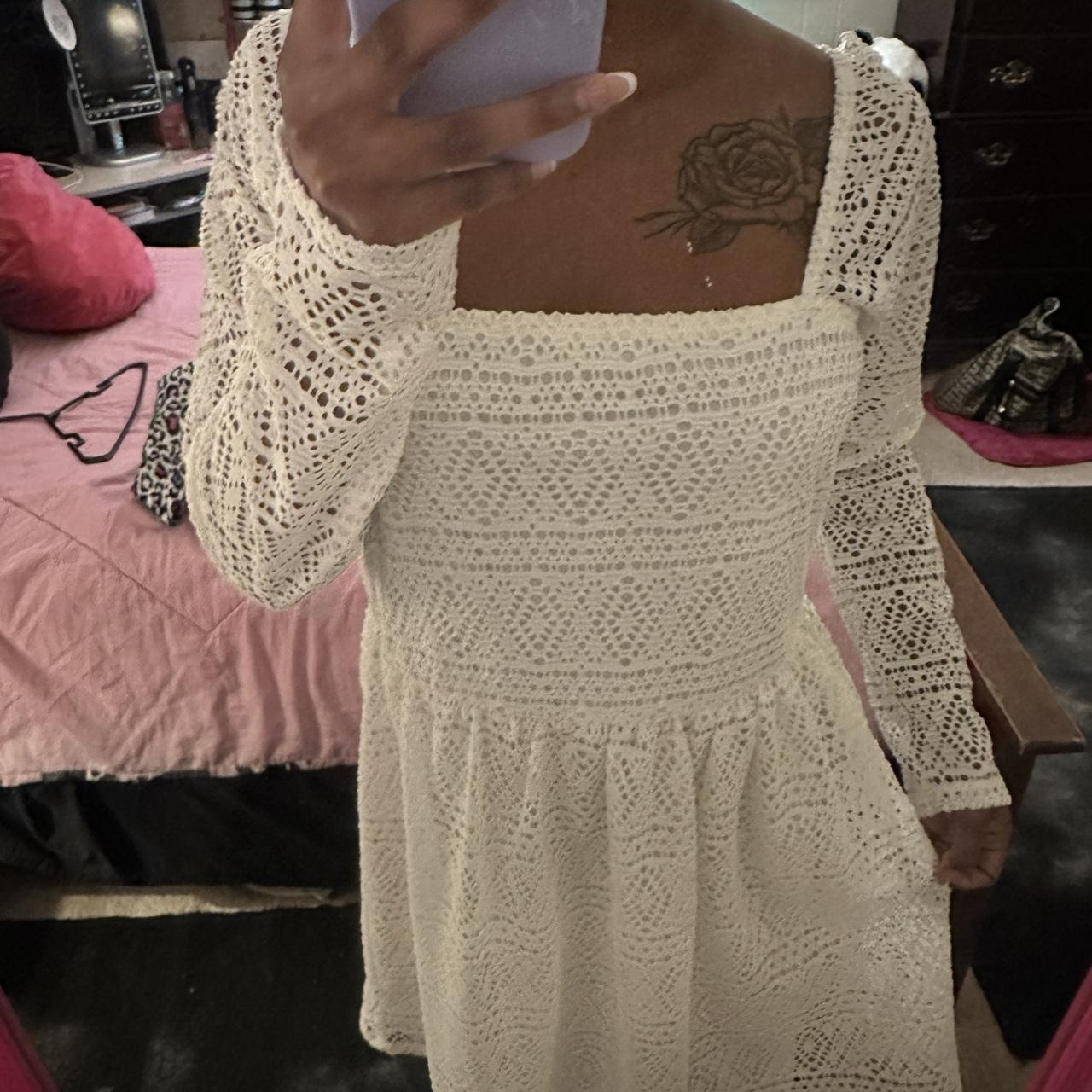 white lace dress labeled size XL but can fit S - Depop