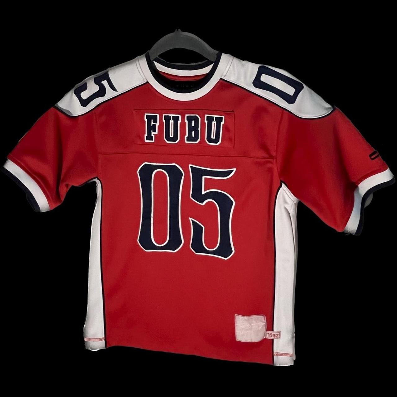 FUBU Men's Red and Blue T-shirt | Depop