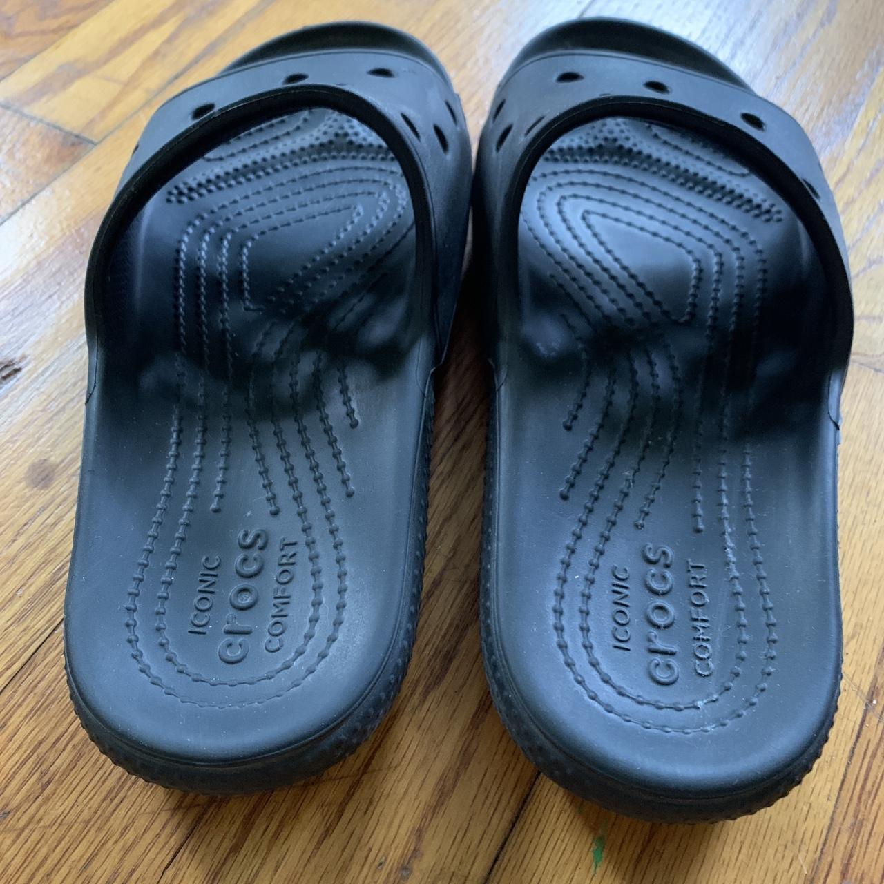 Women’s size 7 croc slides in black. These are brand... - Depop
