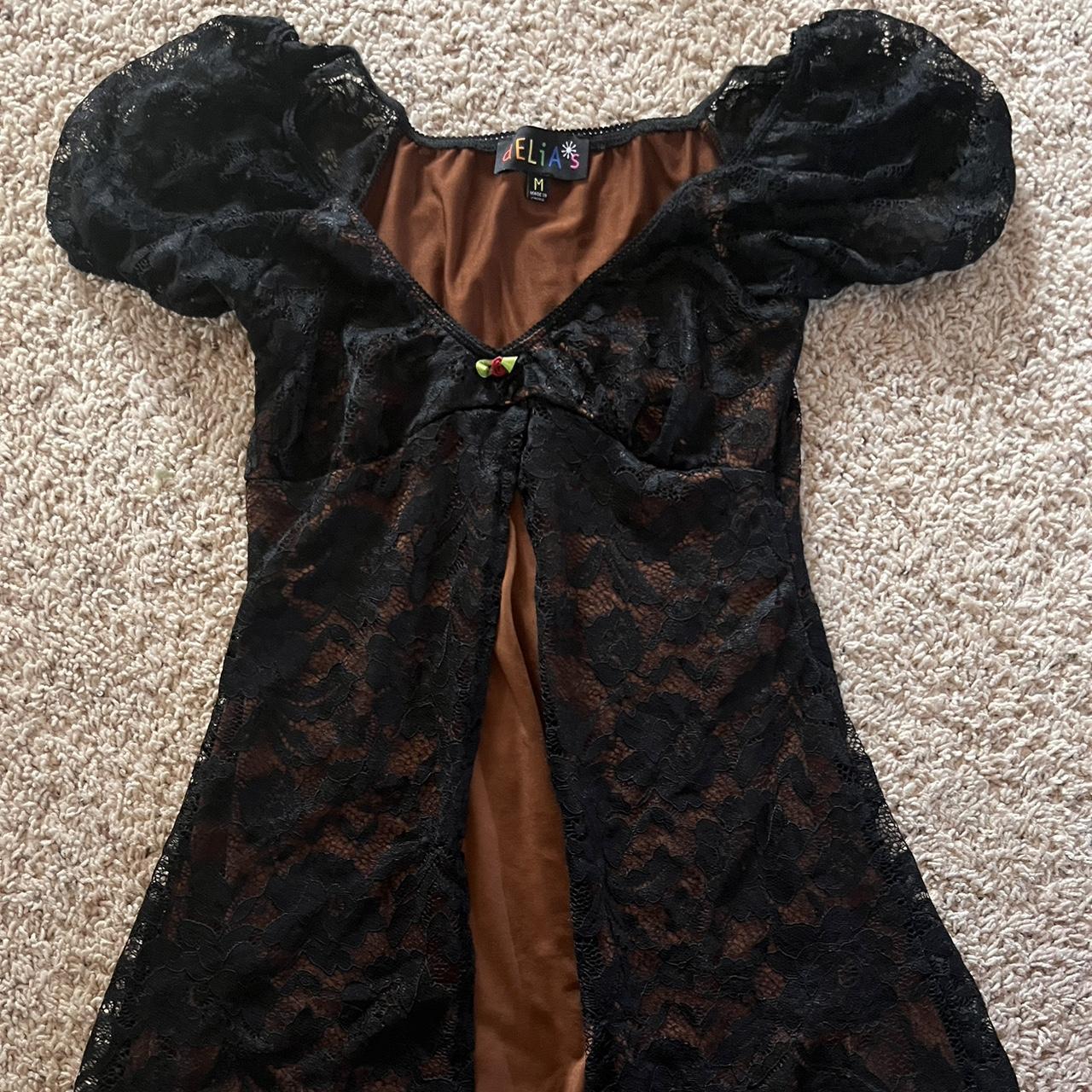 Delia’s black lace babydoll mini dress. Tried on... - Depop