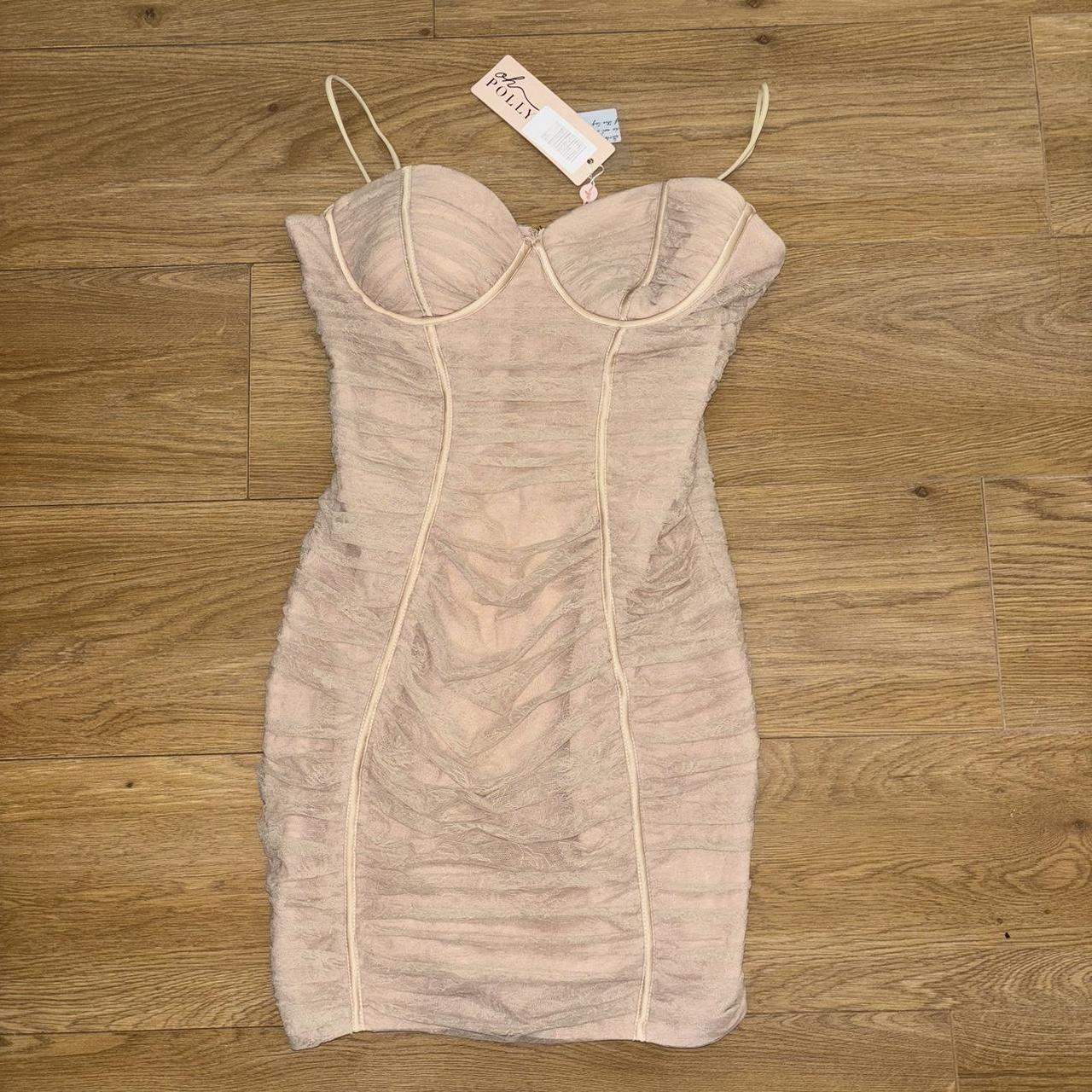 Oh Polly beige netted mini dress Size 12 Brand... - Depop