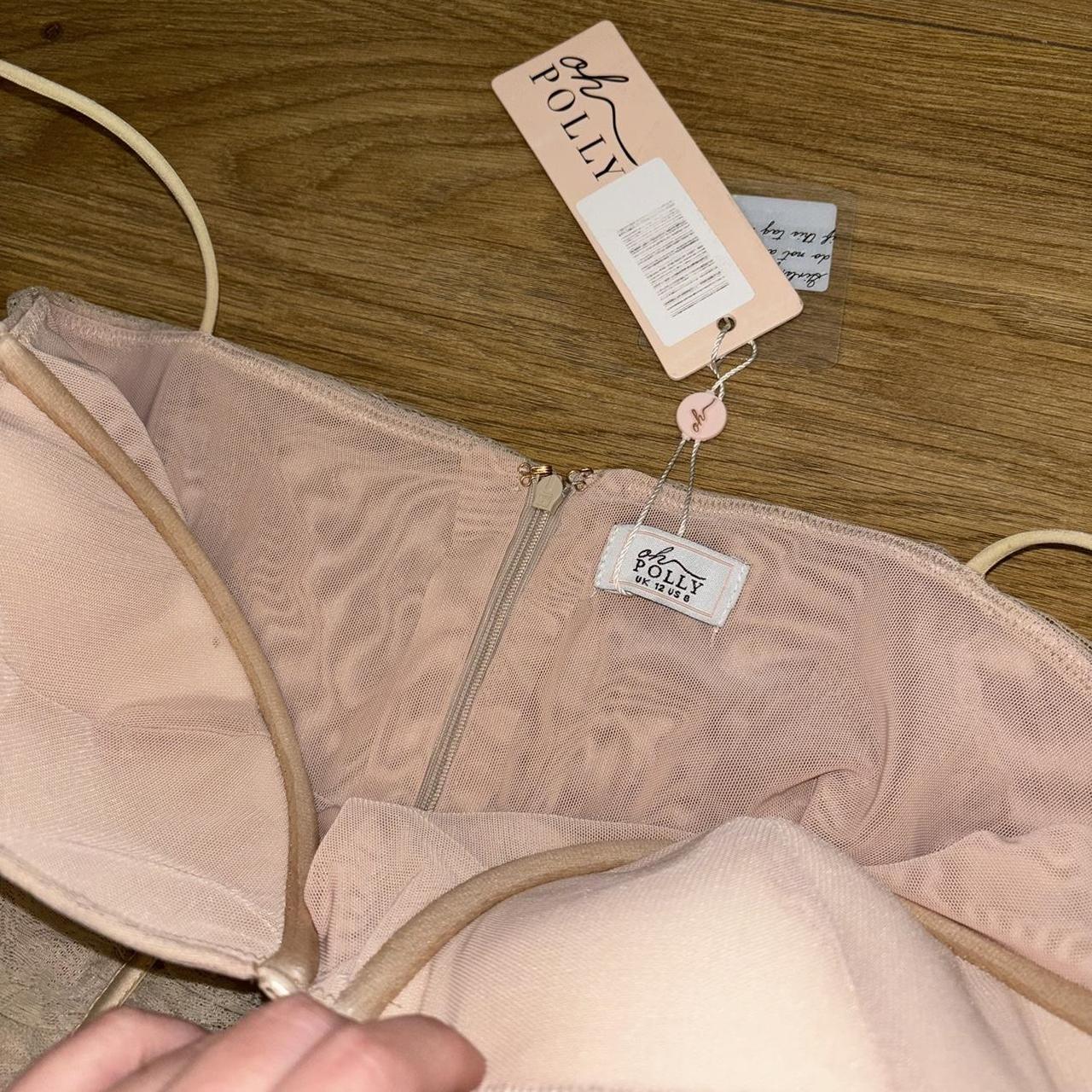 Oh Polly beige netted mini dress Size 12 Brand... - Depop