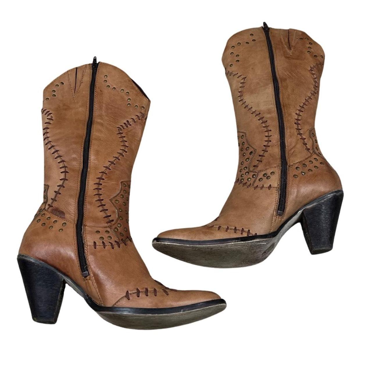 Stunning vintage y2k cowboy leather boots condition... - Depop