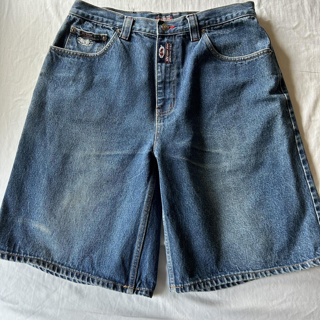 Wu Wear Men's Blue and Grey Shorts | Depop