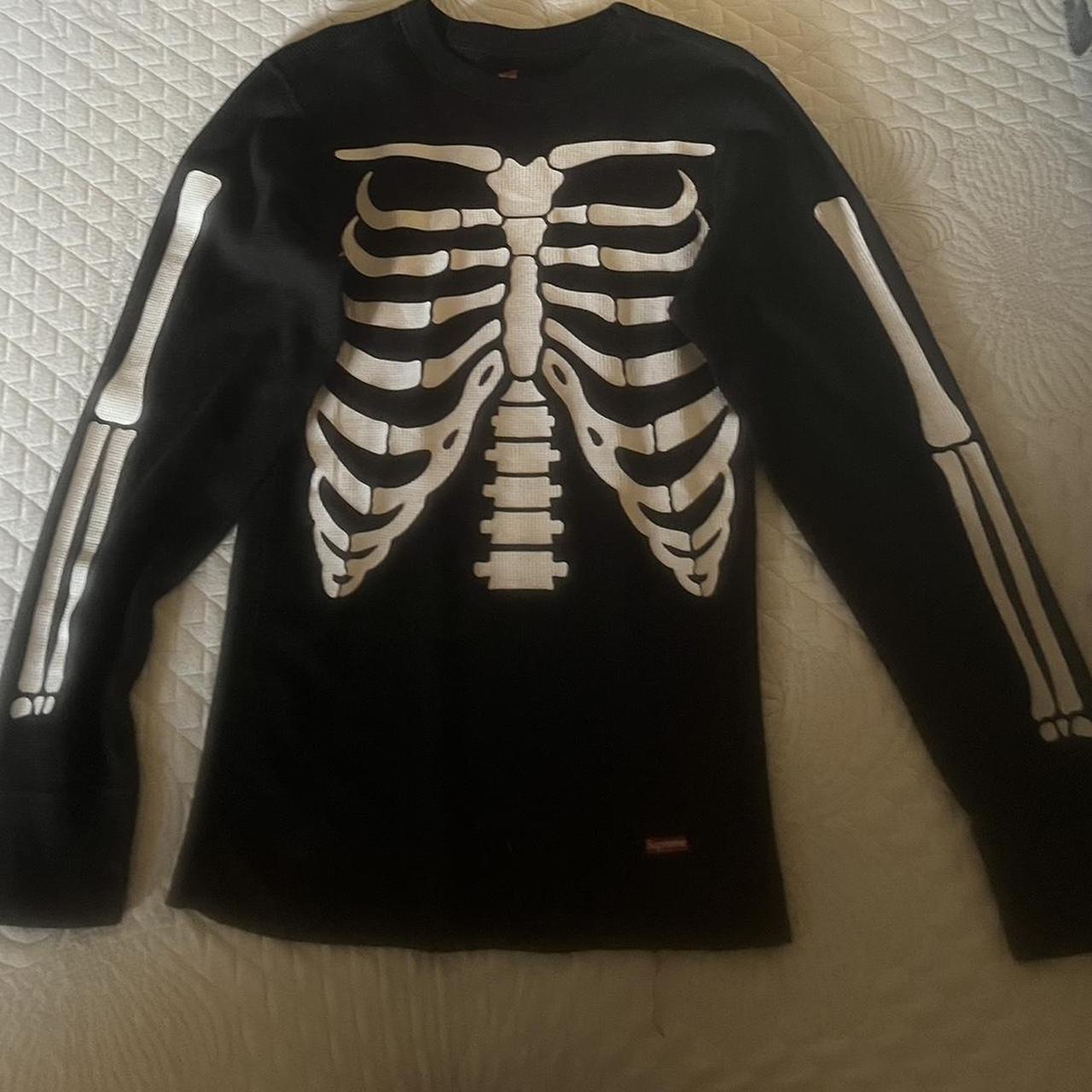 supreme x hanes skeleton thermal shirt size... - Depop