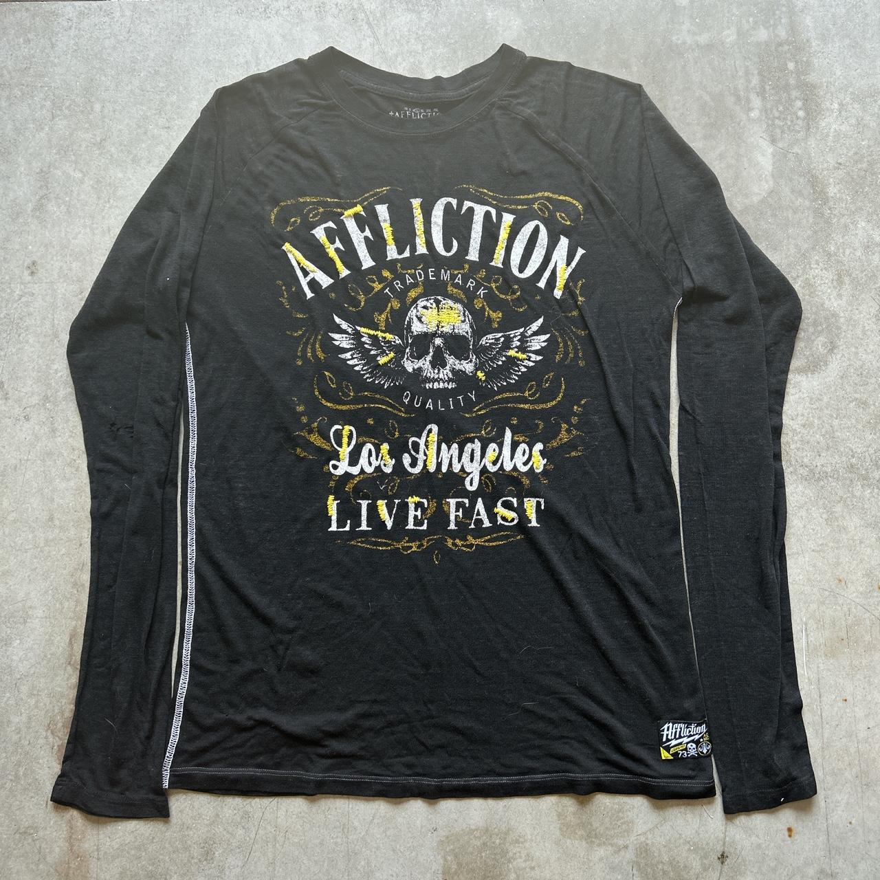 Affliction live fast long sleeve shirt size large... - Depop