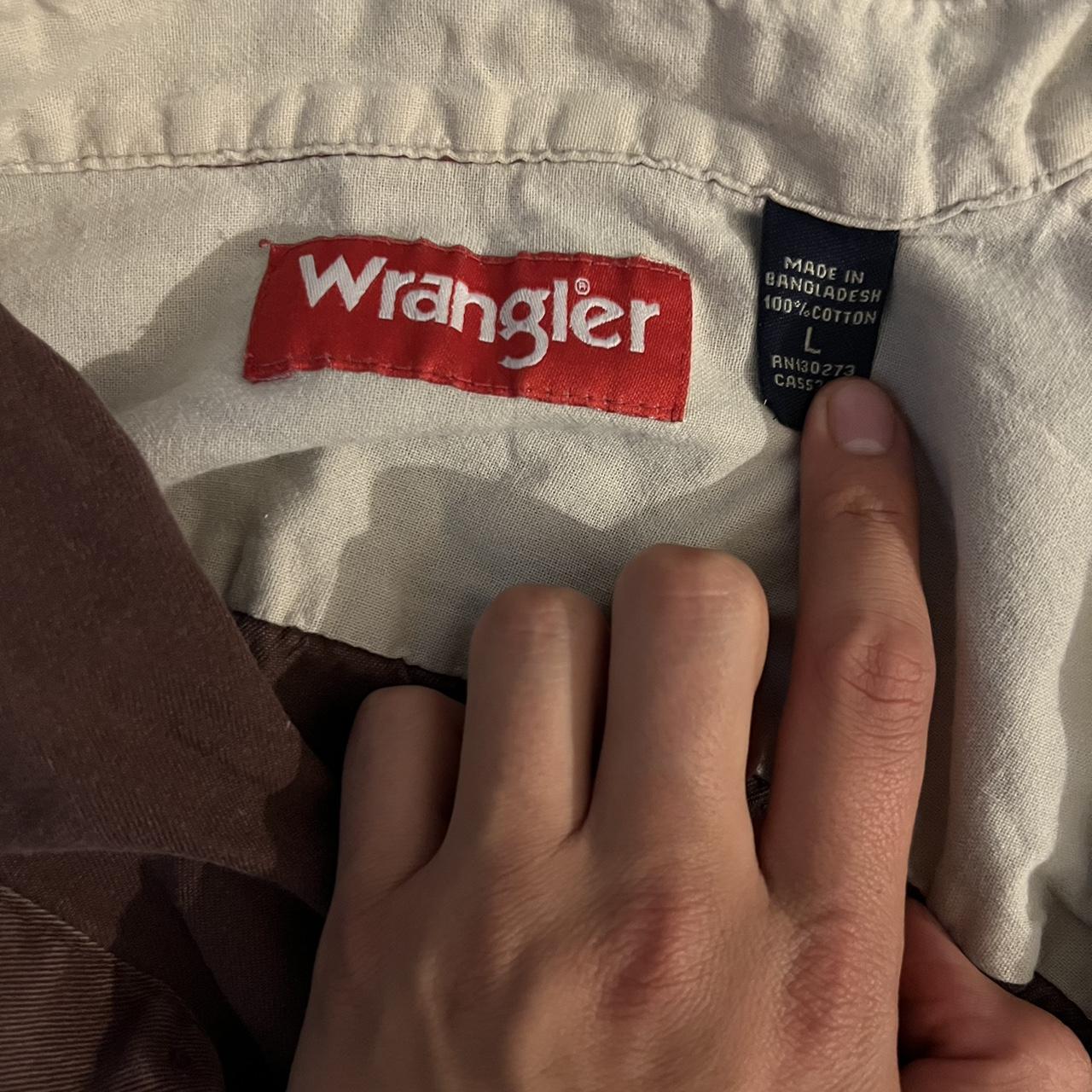 Burgundy red wrangler button up Little faded but... - Depop