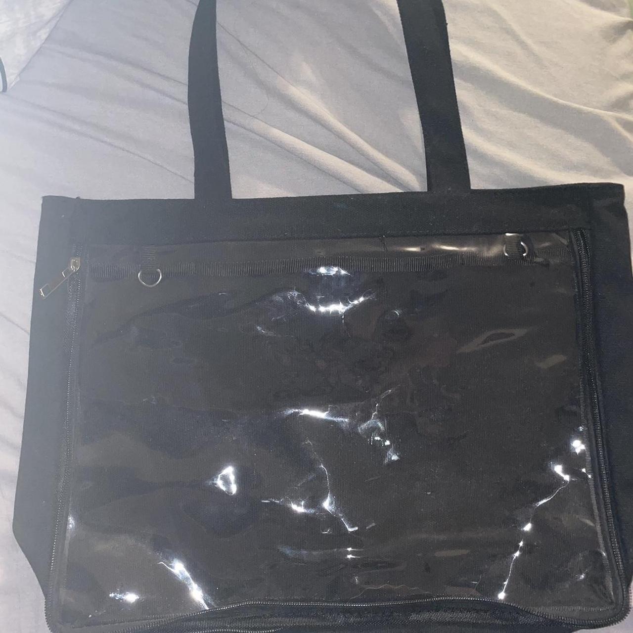heart shaped clear black ita bag for anime keychain... - Depop