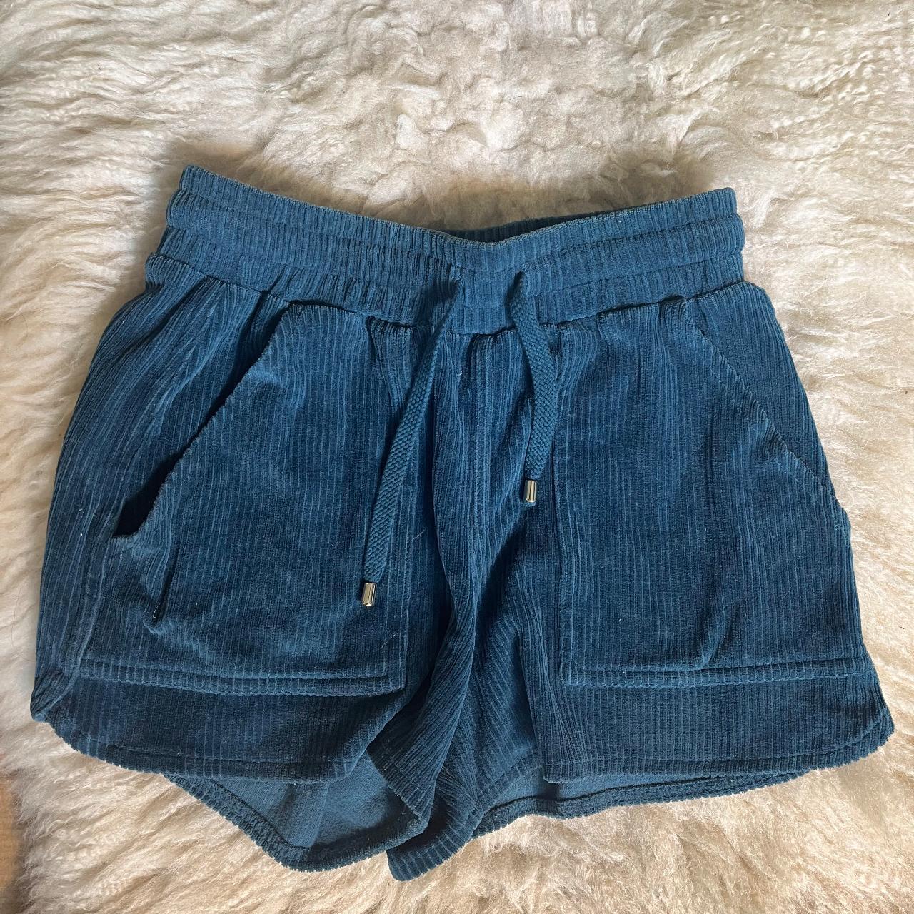 sézane blue / teal corduroy shorts, xs - Depop