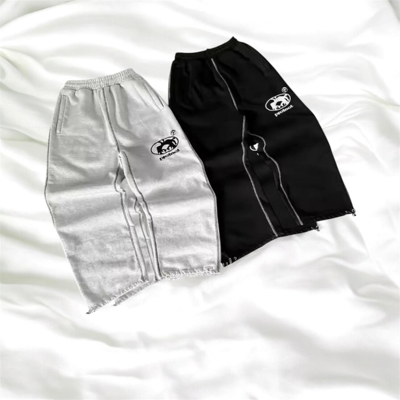 Men’s Black & Grey Casual Sweatpants – Laid-Back... | Depop