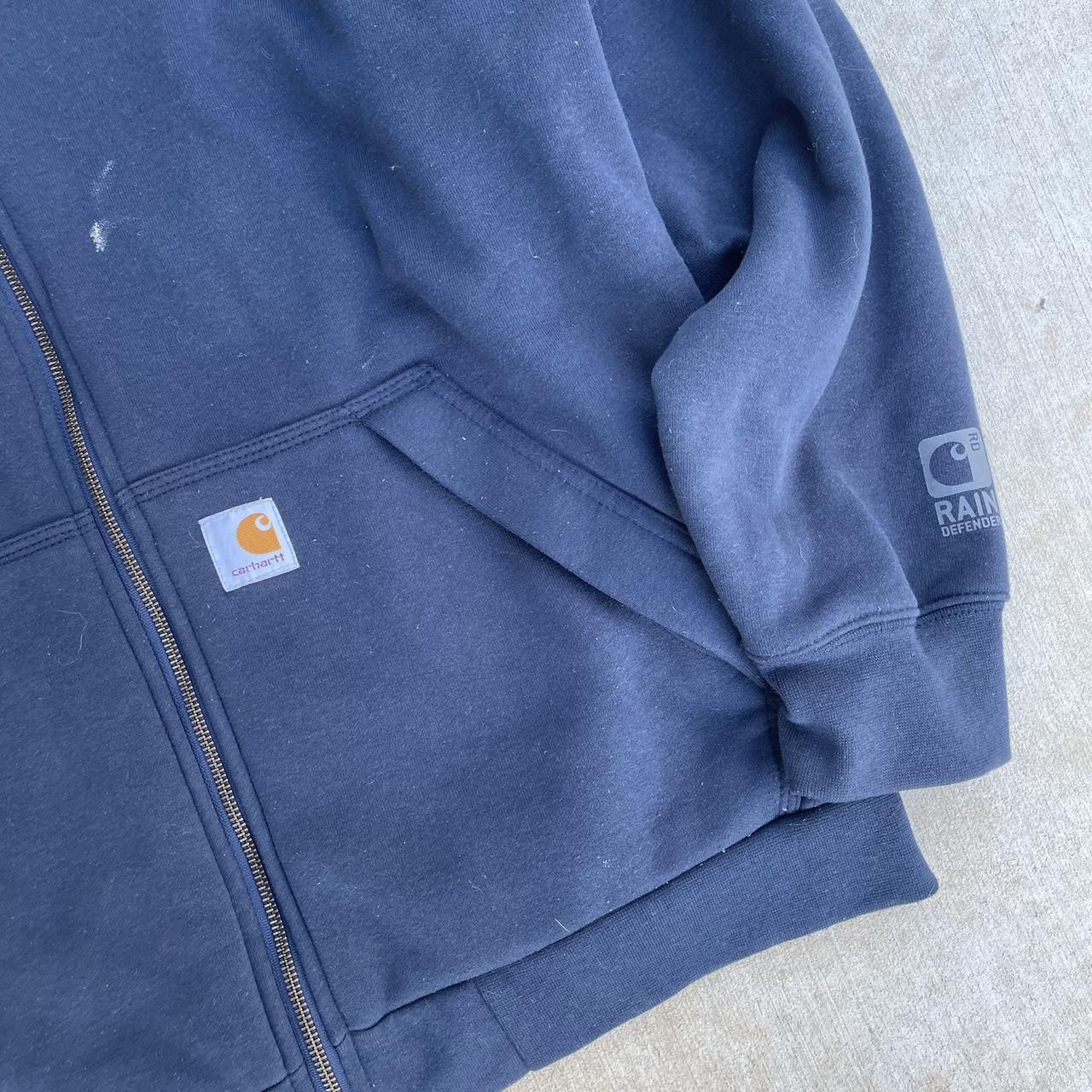 navy blue carhartt zip up tagged L fits xl... - Depop