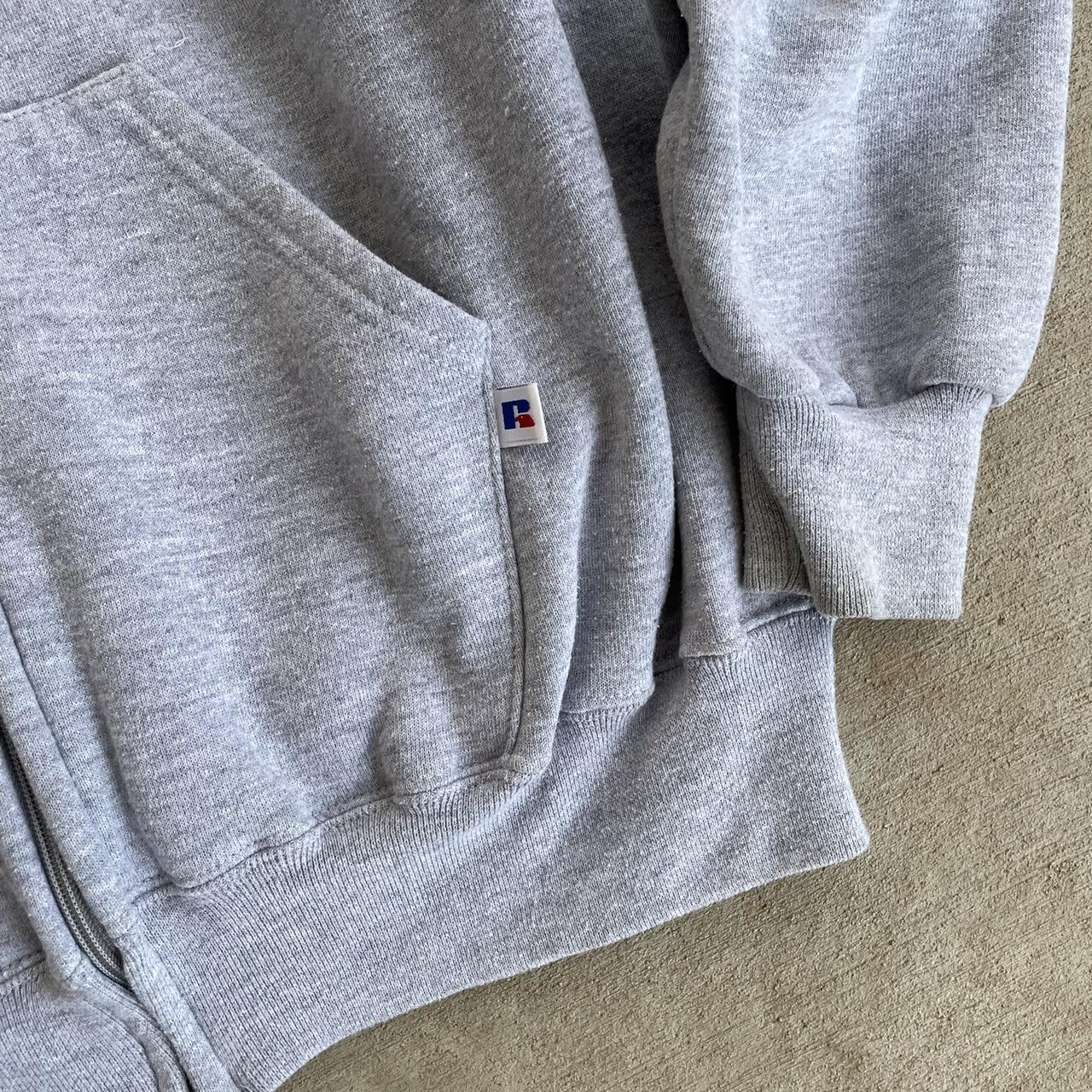 vintage 90s russell grey zip up hoodie tagged L... - Depop