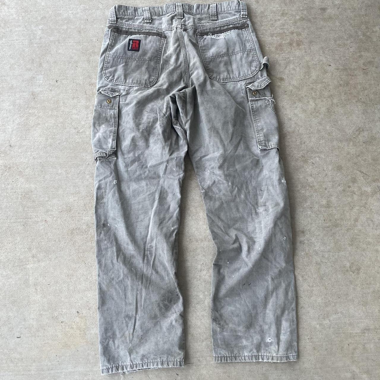 distressed wrangler riggs work pants tagged 34x 34... - Depop