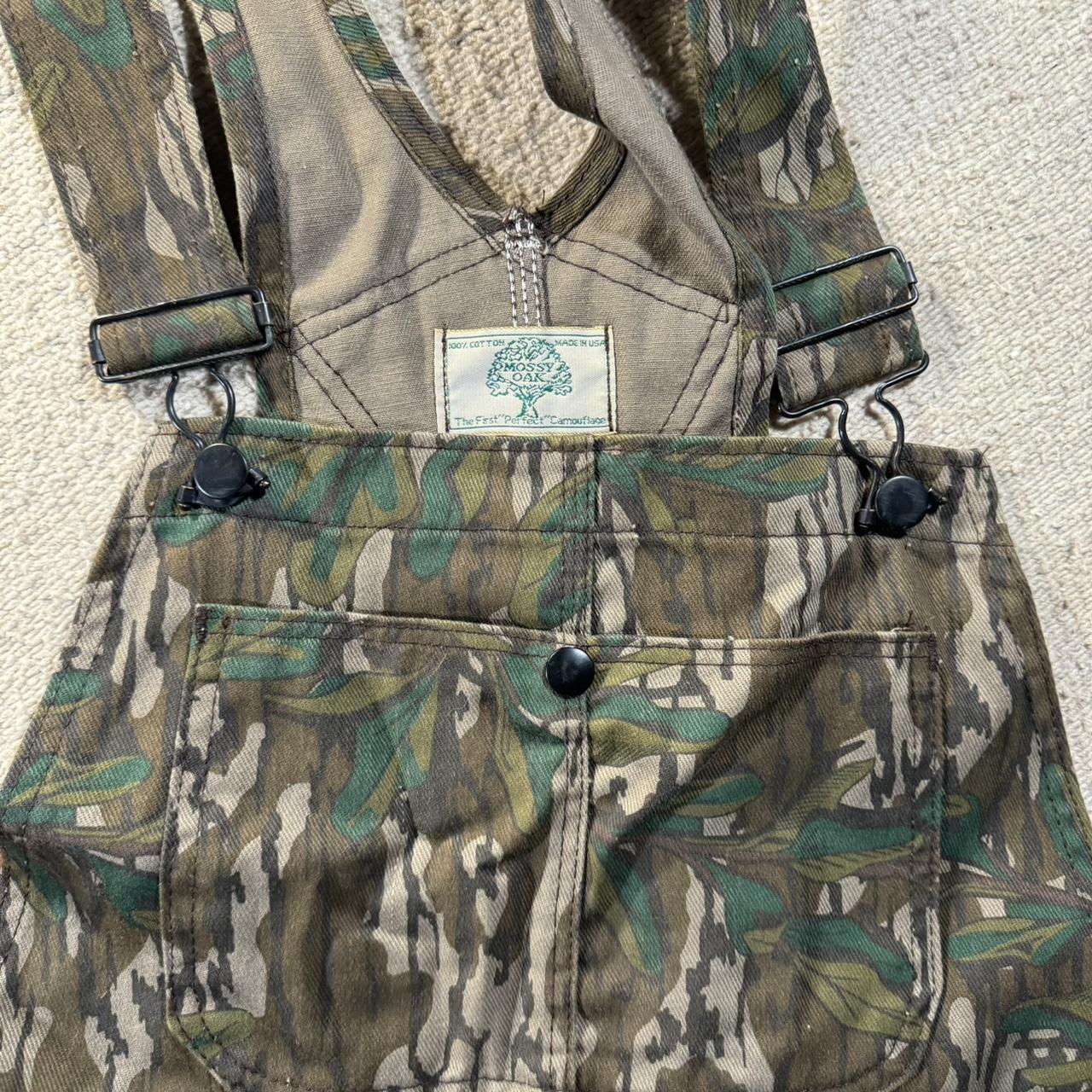 vintage 80s mossy oak tree bark camo overalls no... - Depop
