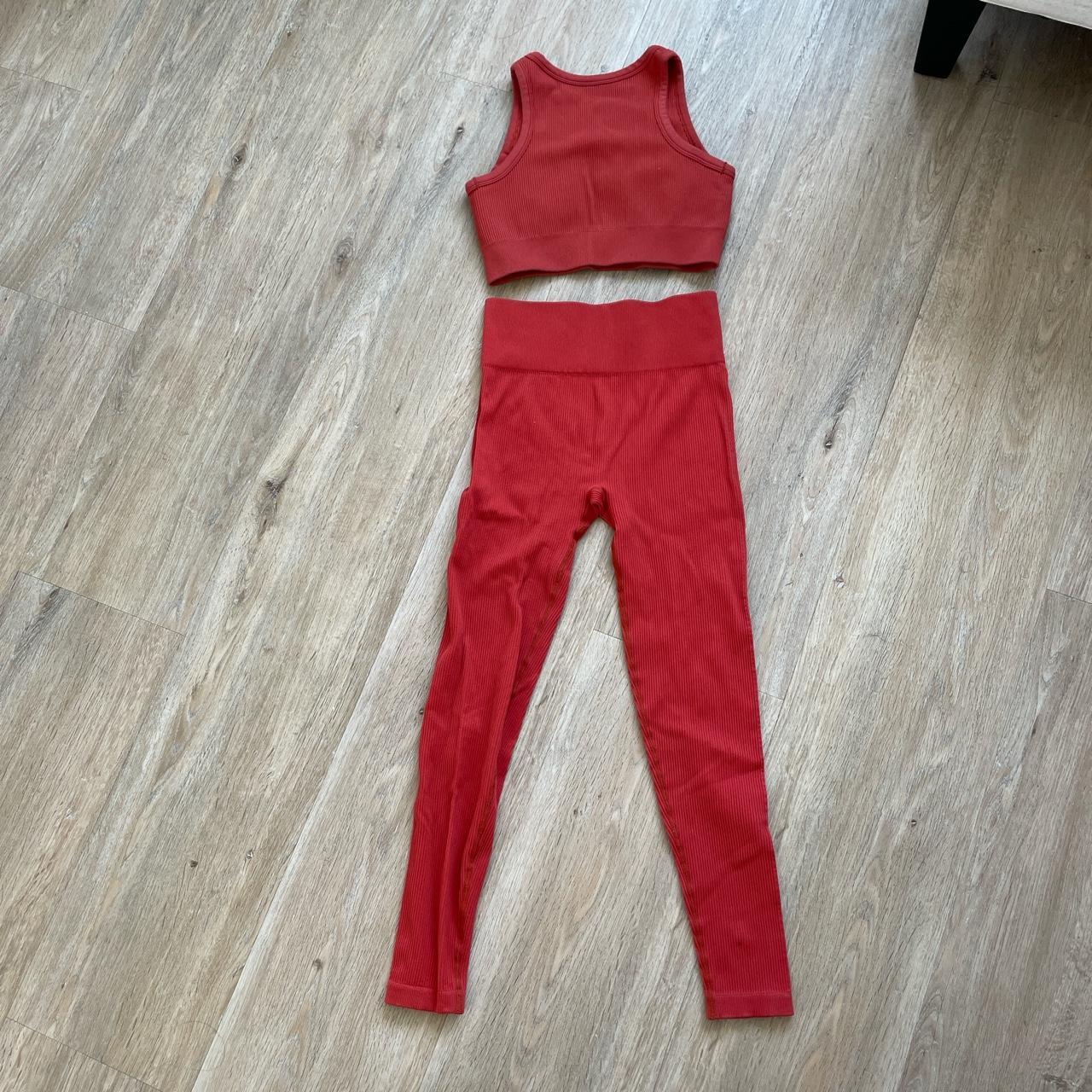 Ribbed orange red workout set Looks red in the pic... - Depop