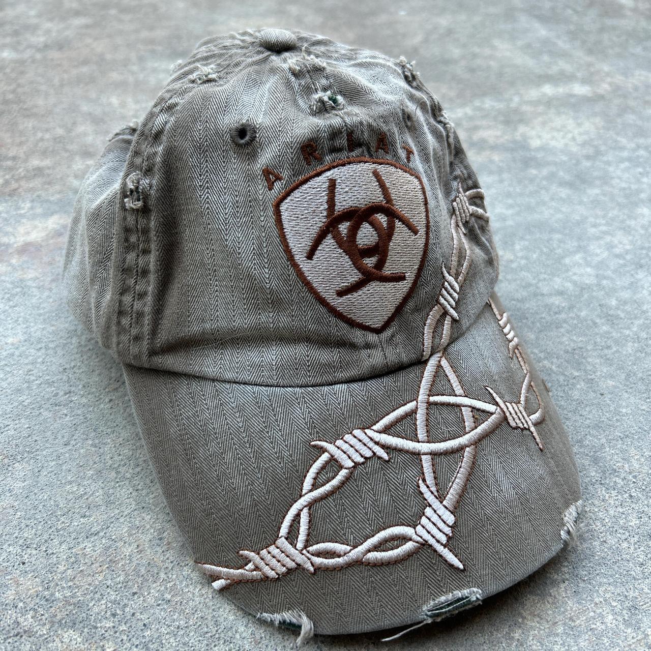 Ariat western hat with barbed wire embroidered Y2K - Depop