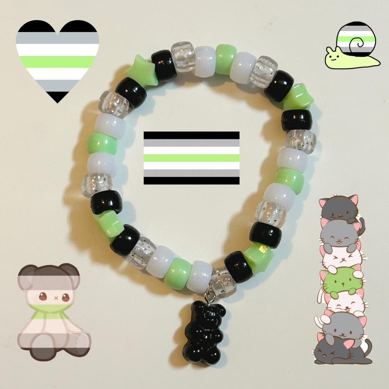 🏳️‍🌈agender flag beaded charm kandi bracelet🏳️‍⚧️ A... - Depop