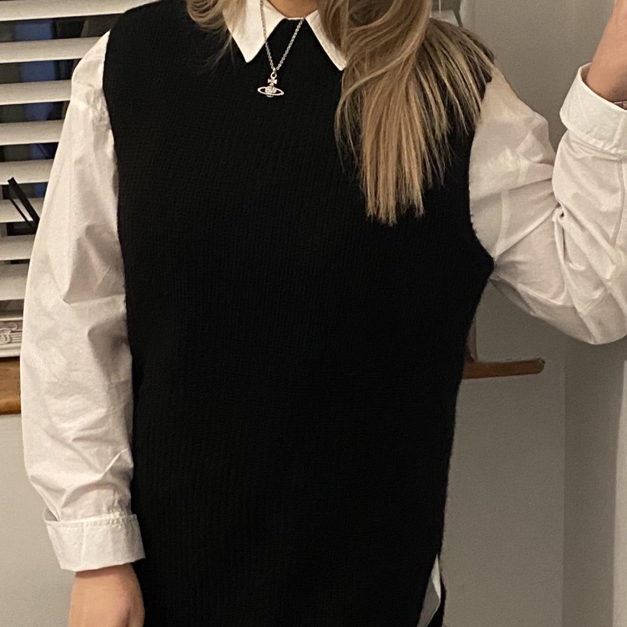 Black knitted over jumper Worn couple times , good... - Depop