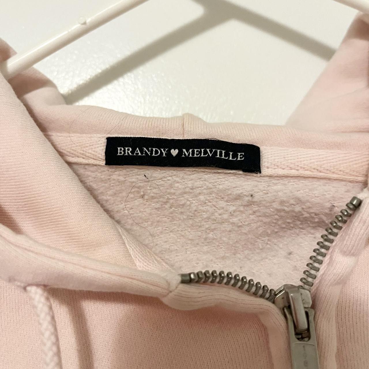 Pink Brandy Melville Cropped Zip... - Depop